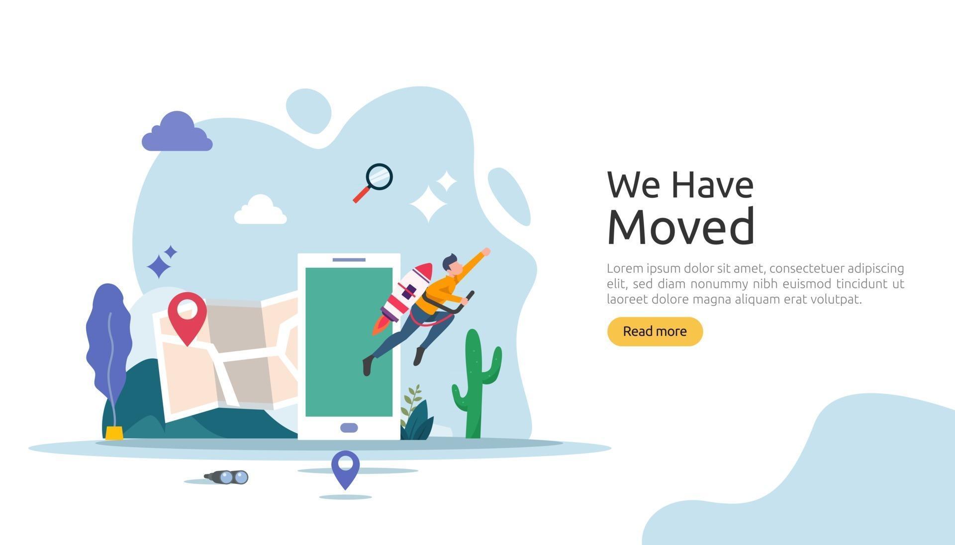 new location announcement business or change office address concept. we ... new location announcement business or change office address concept. we ...