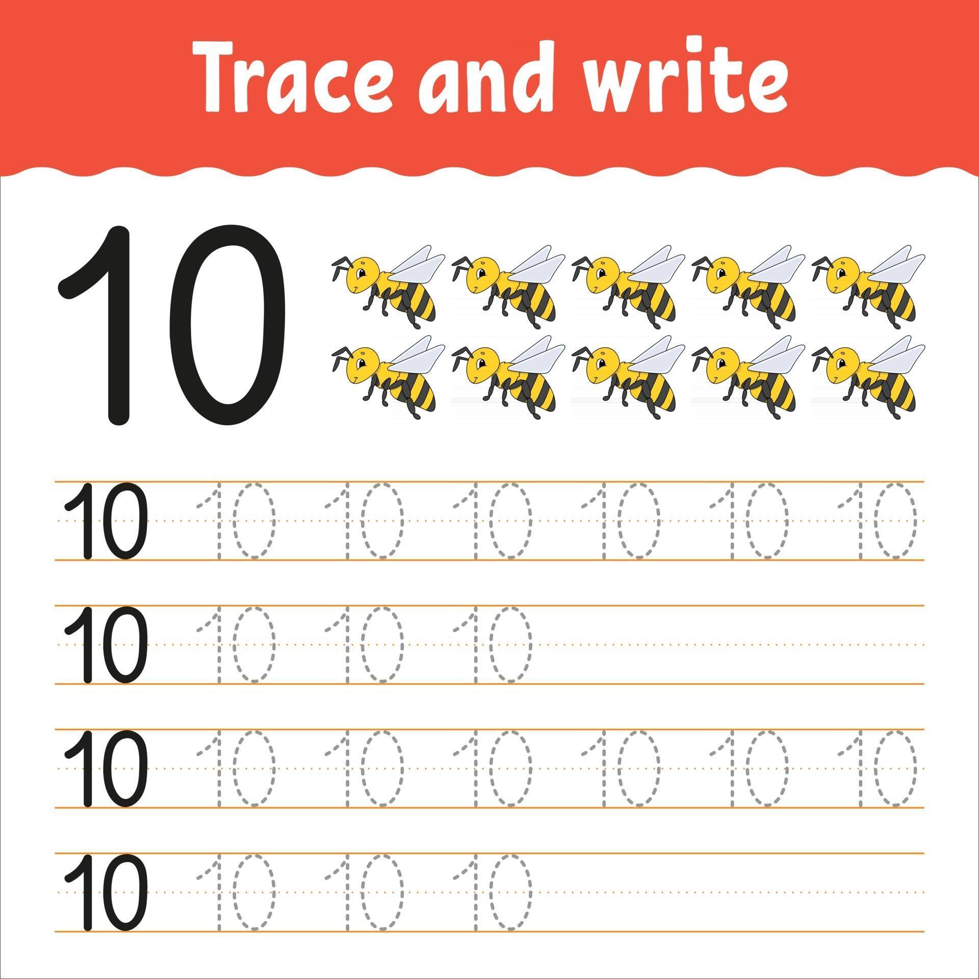 aprender números. trazar y escribir. práctica de escritura a mano ...