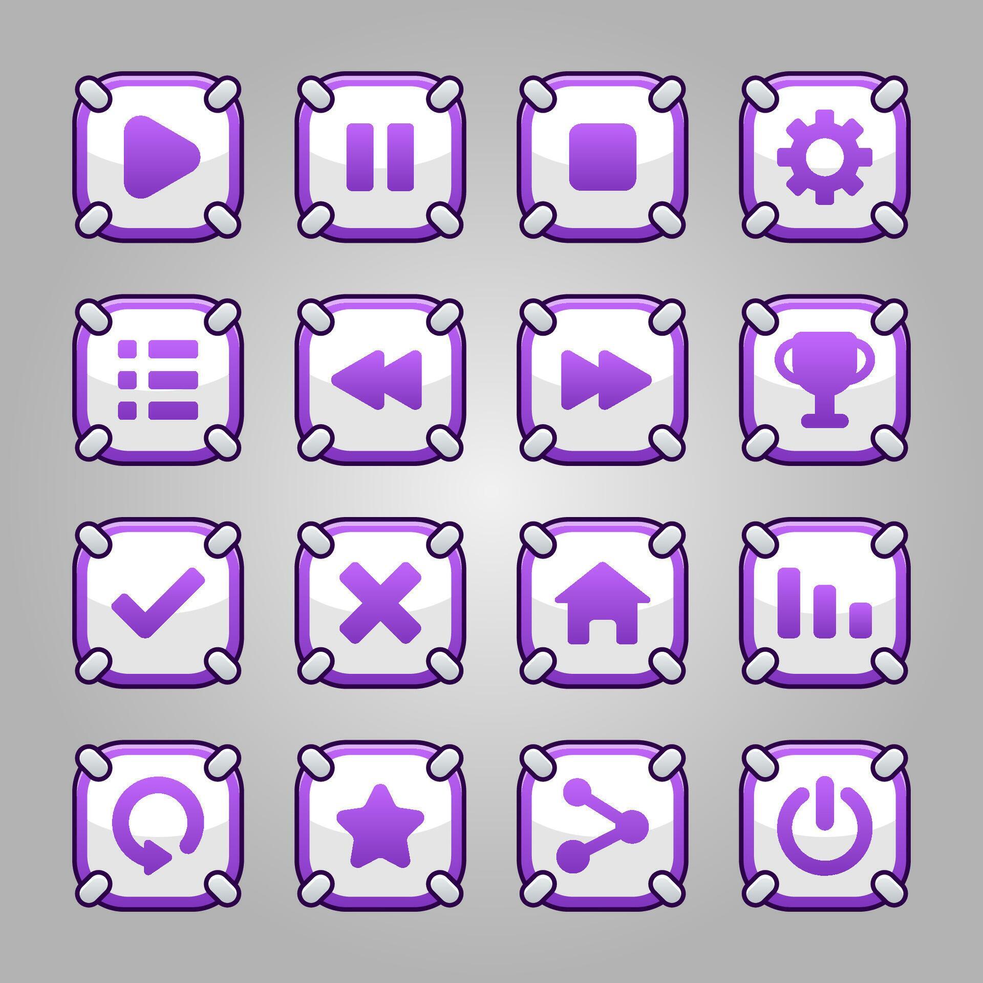 Cute Square Game Button Set Interface Gui 2884297 Vector Art At Vecteezy