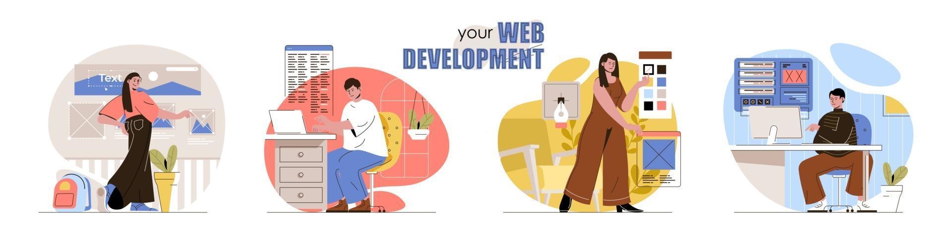 Web development concept scenes set 2887135 Vector Art at Vecteezy