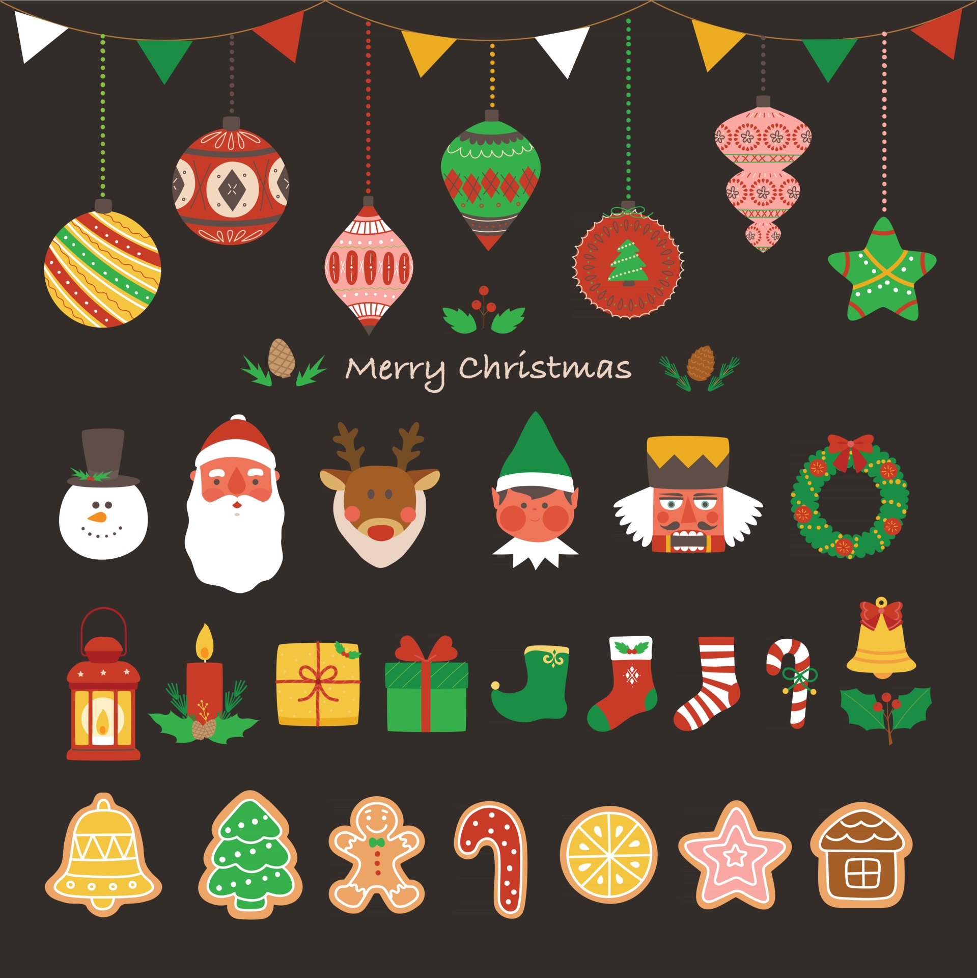 A collection of Christmas ornaments. 2887248 Vector Art at Vecteezy