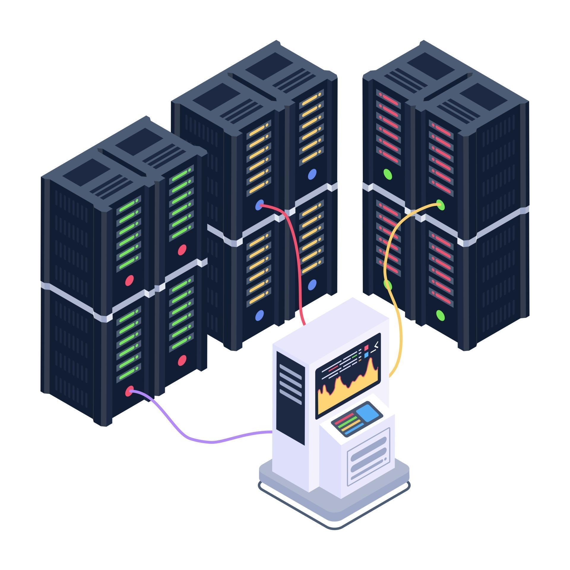 Database Servers and storage 2896721 Vector Art at Vecteezy