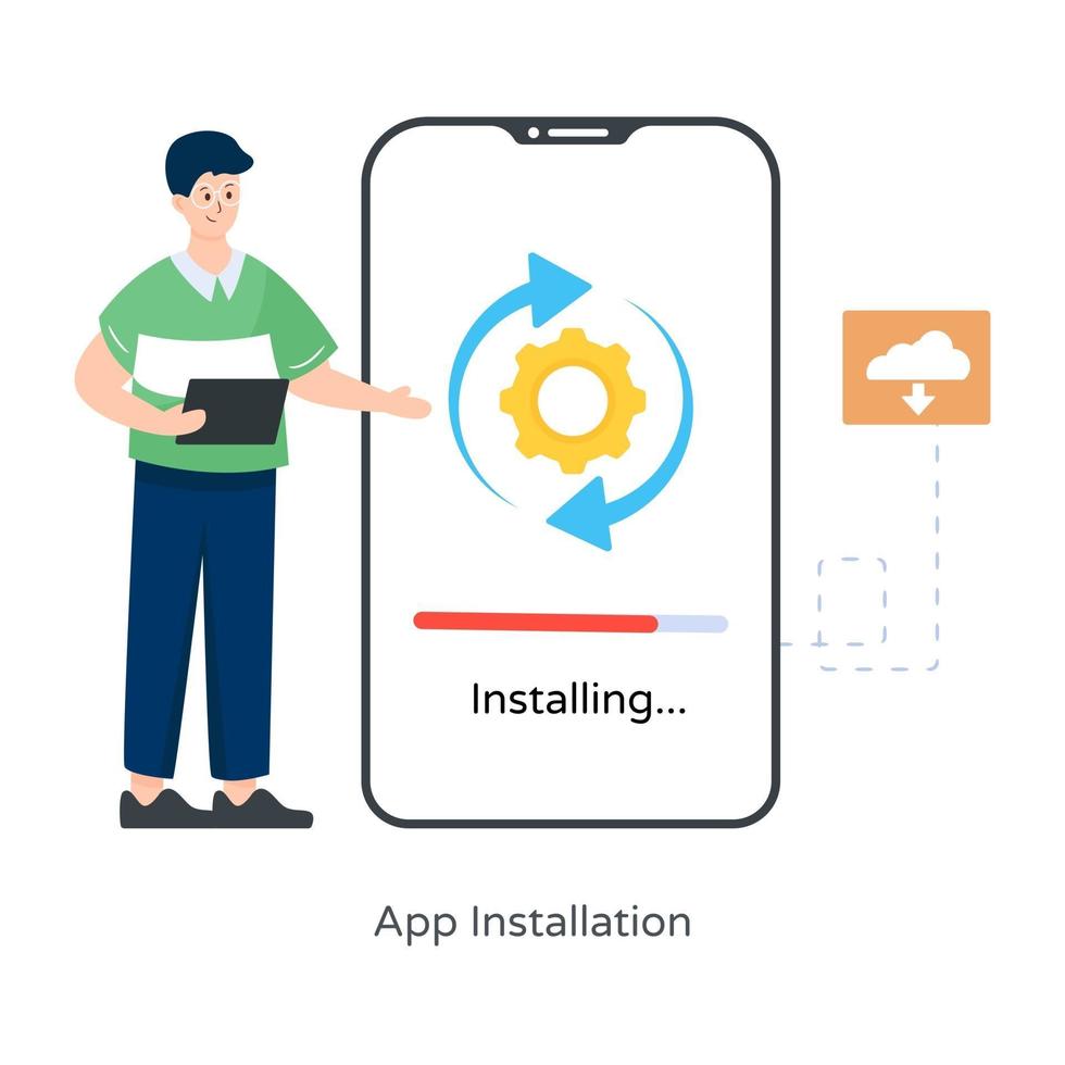 Mobile App Installation 2902622 Vector Art at Vecteezy