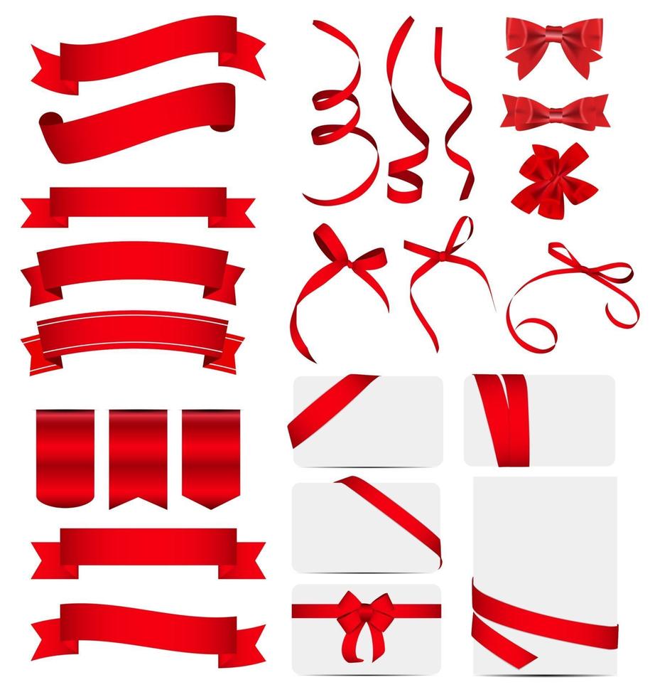 Red Ribbon and Bow Set. Vector illustration 2904469 Vector Art at Vecteezy