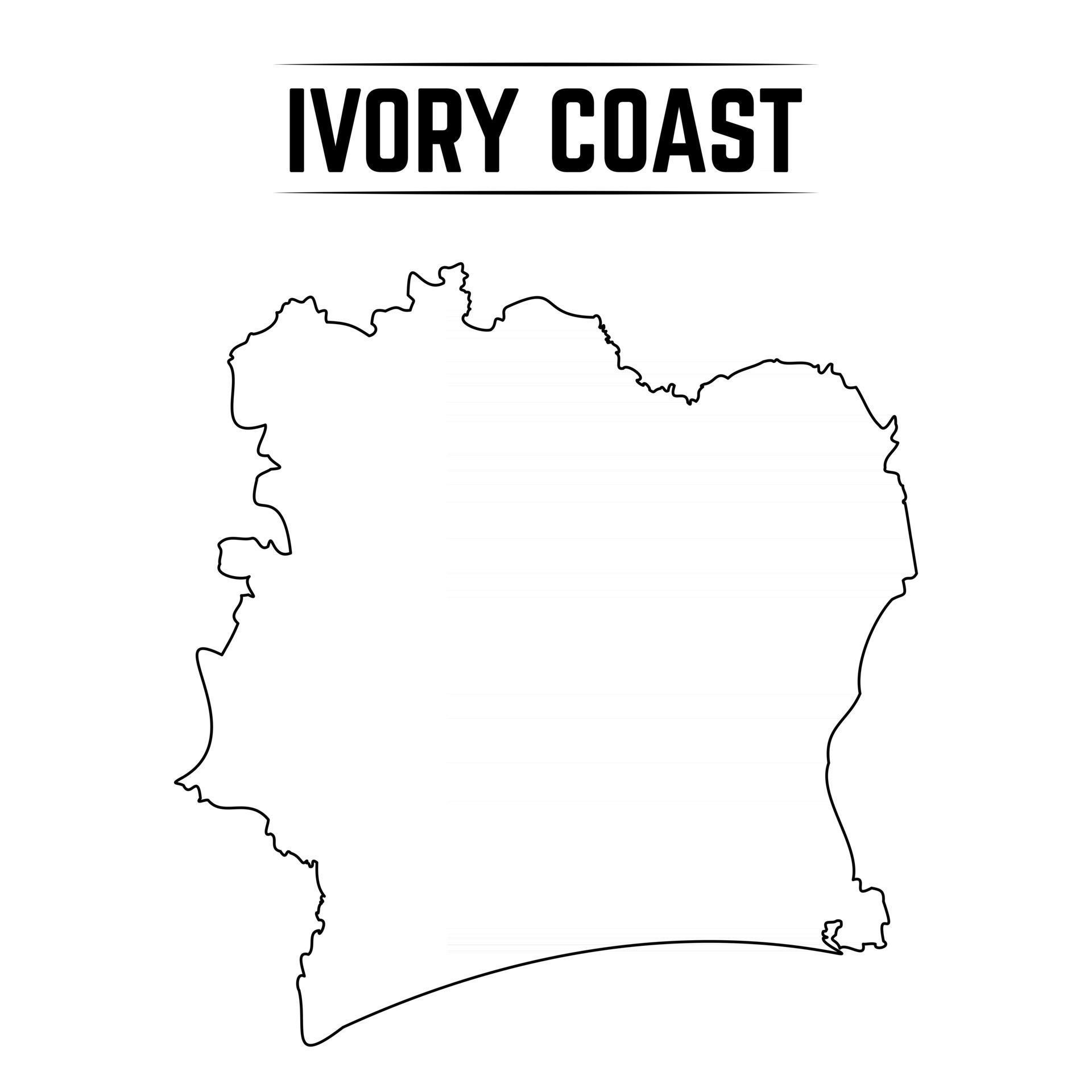 Outline Simple Map Of Ivory Coast 2905412 Vector Art At Vecteezy