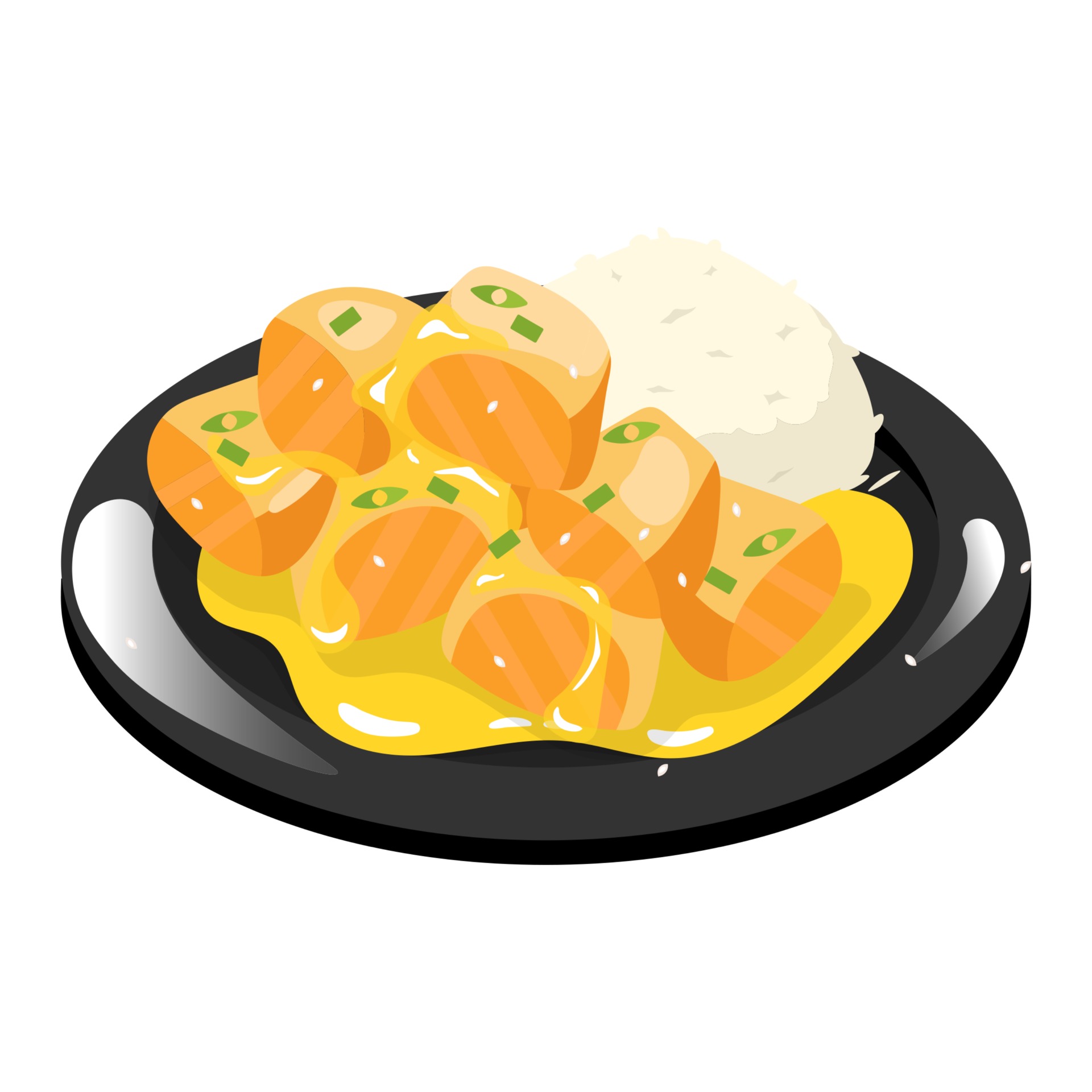 Chinese Meat Dish With Rice Color Icon Curry Chicken On Black Plate chinese-meat-dish-with-rice-color-icon-curry-chicken-on-black-plate