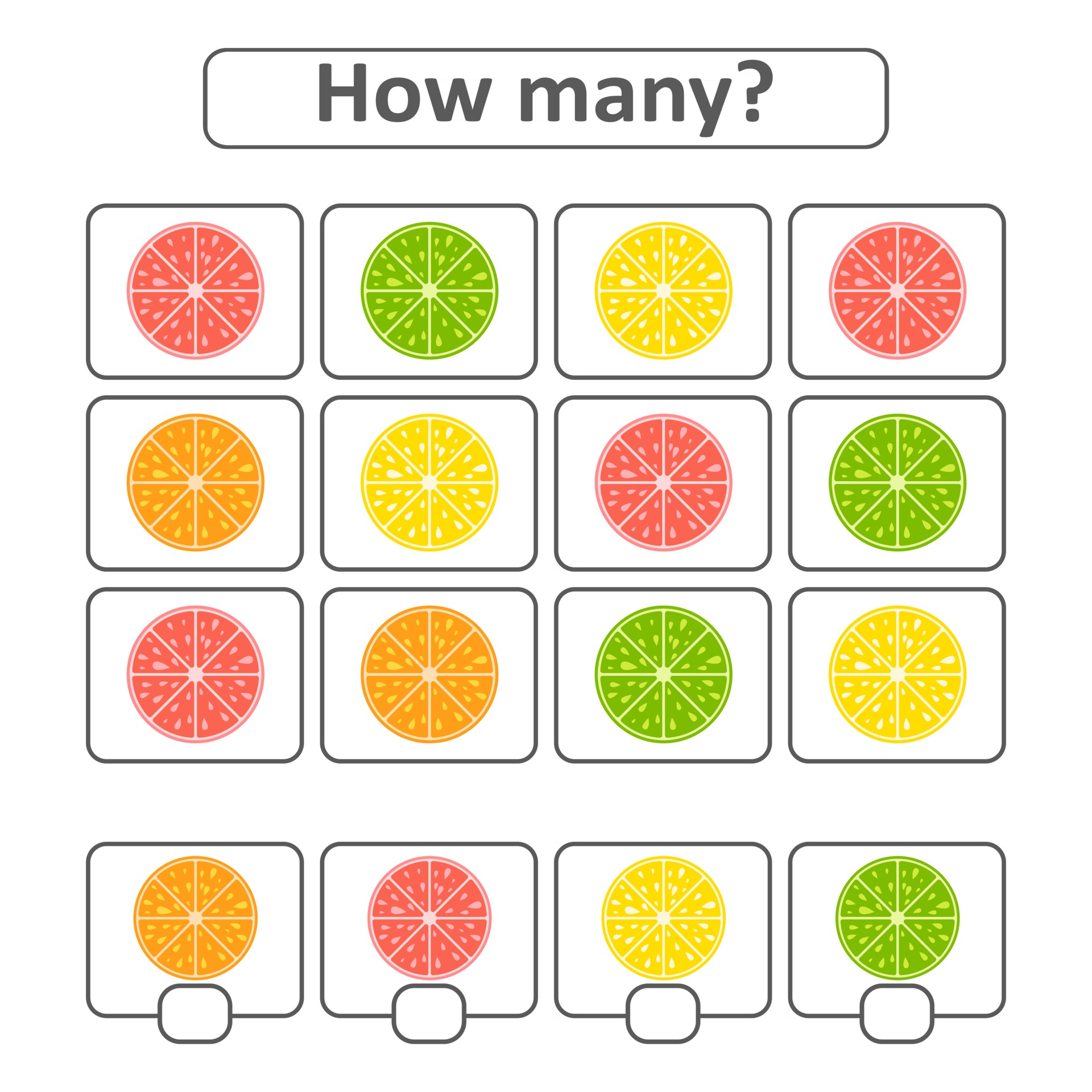 Game for preschool children. Count as many fruits in the picture and ...