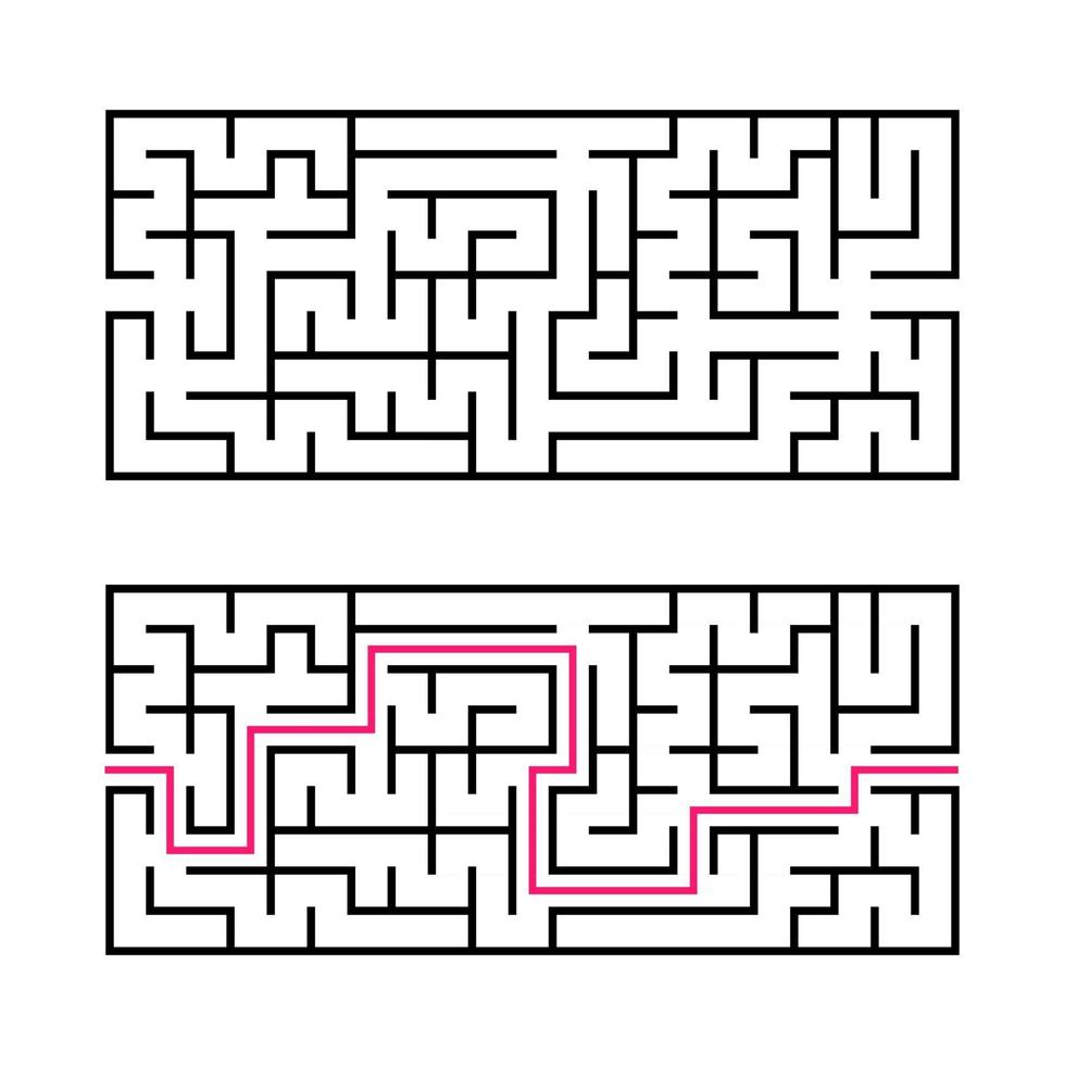 Rectangular labyrinth with a black stroke. A game for children. Simple flat vector illustration ...