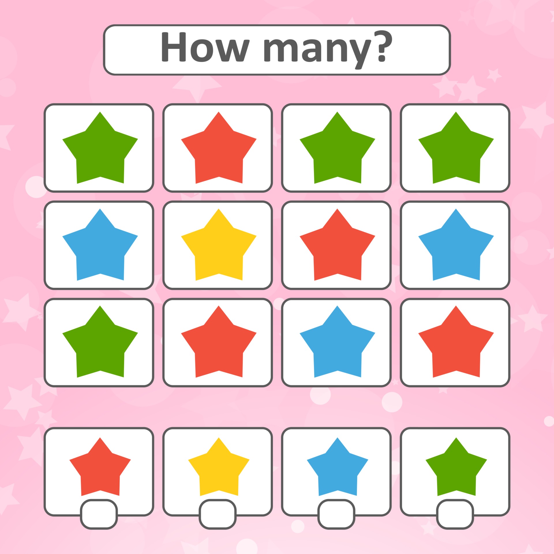 Game for preschool children. Count as many stars in the picture and ...