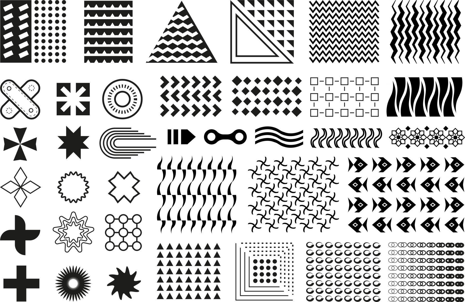 Memphis set. Collection of black flat geometric design elements ... Memphis set. Collection of black flat geometric design elements ...