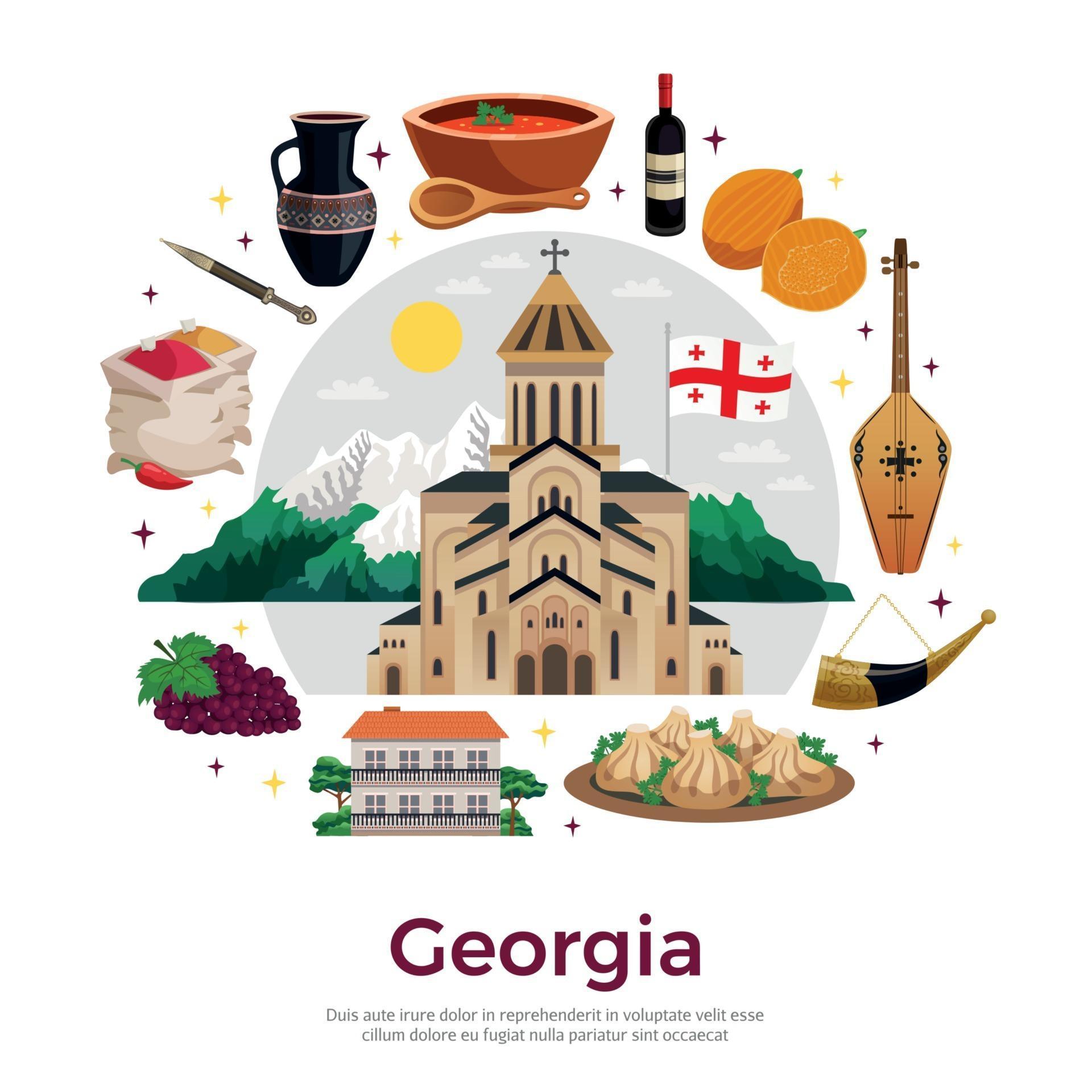 Georgia Flat Composition Poster Vector Illustration 2908786 Vector Art ... Georgia Flat Composition Poster Vector Illustration 2908786 Vector Art ...