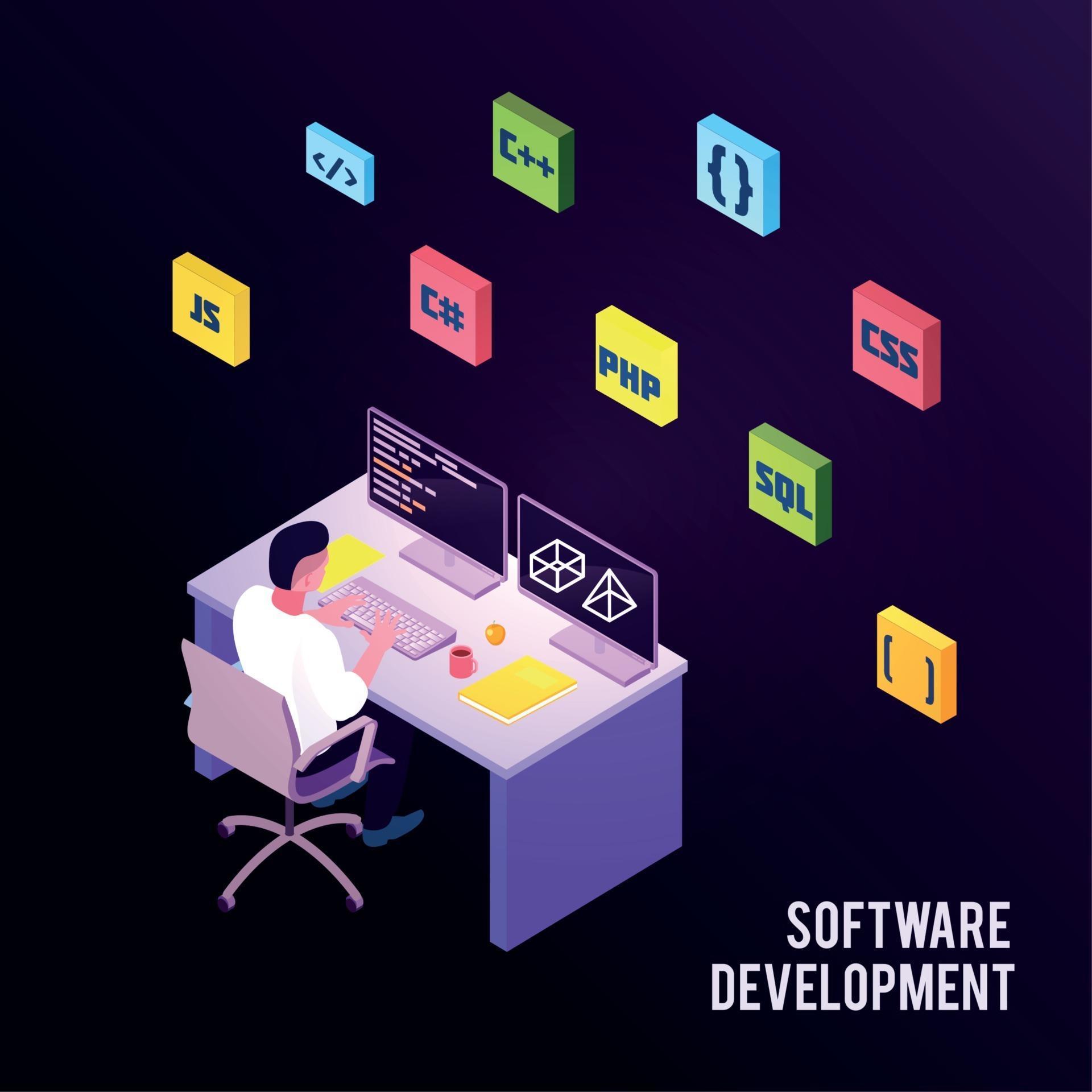 Isometric Programmers Composition Vector Illustration 2908824 Vector Art At Vecteezy