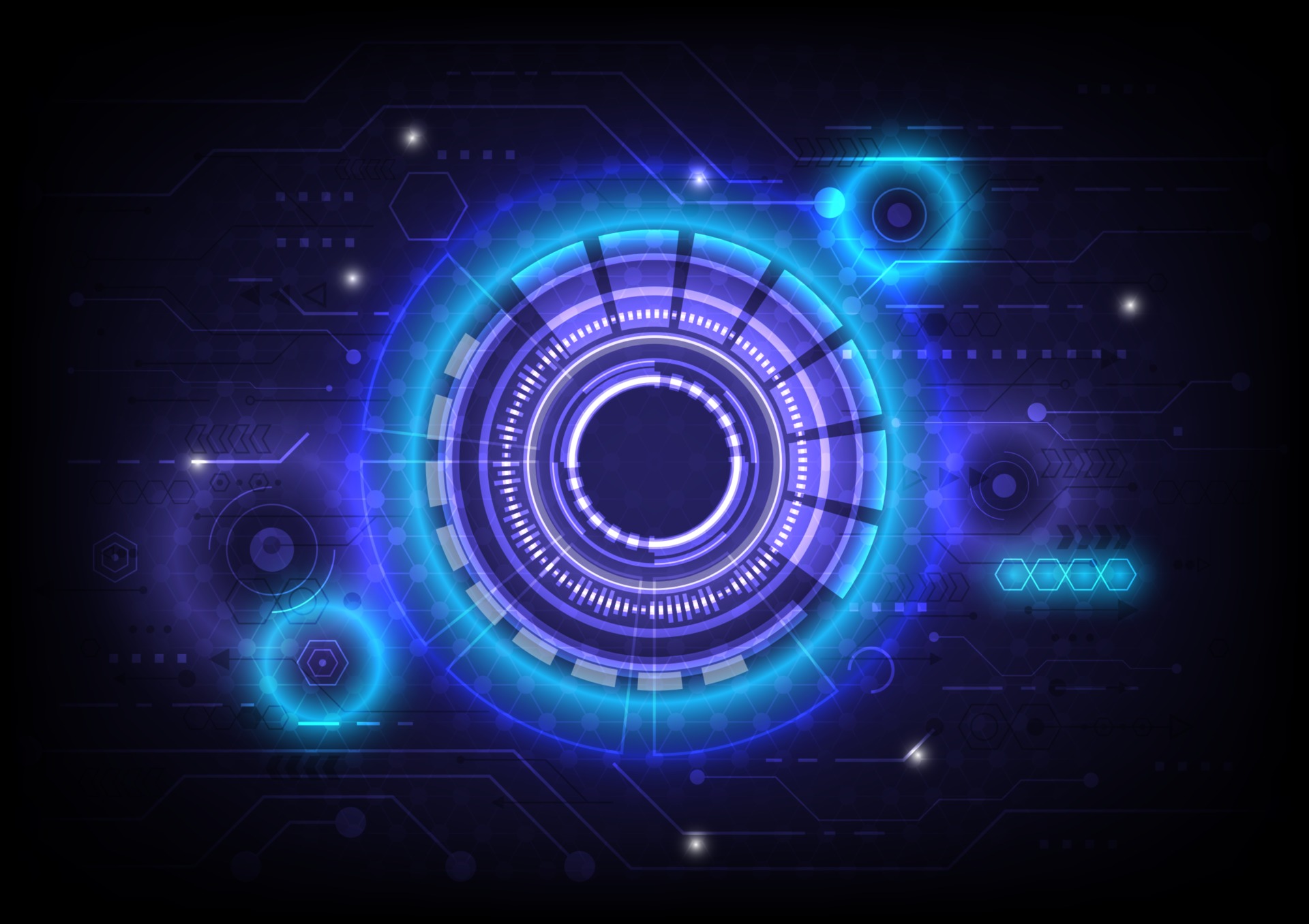Circuit board. Futuristic hologram Sci-Fi glowing HUD circle. Abstract ... Circuit board. Futuristic hologram Sci-Fi glowing HUD circle. Abstract ...