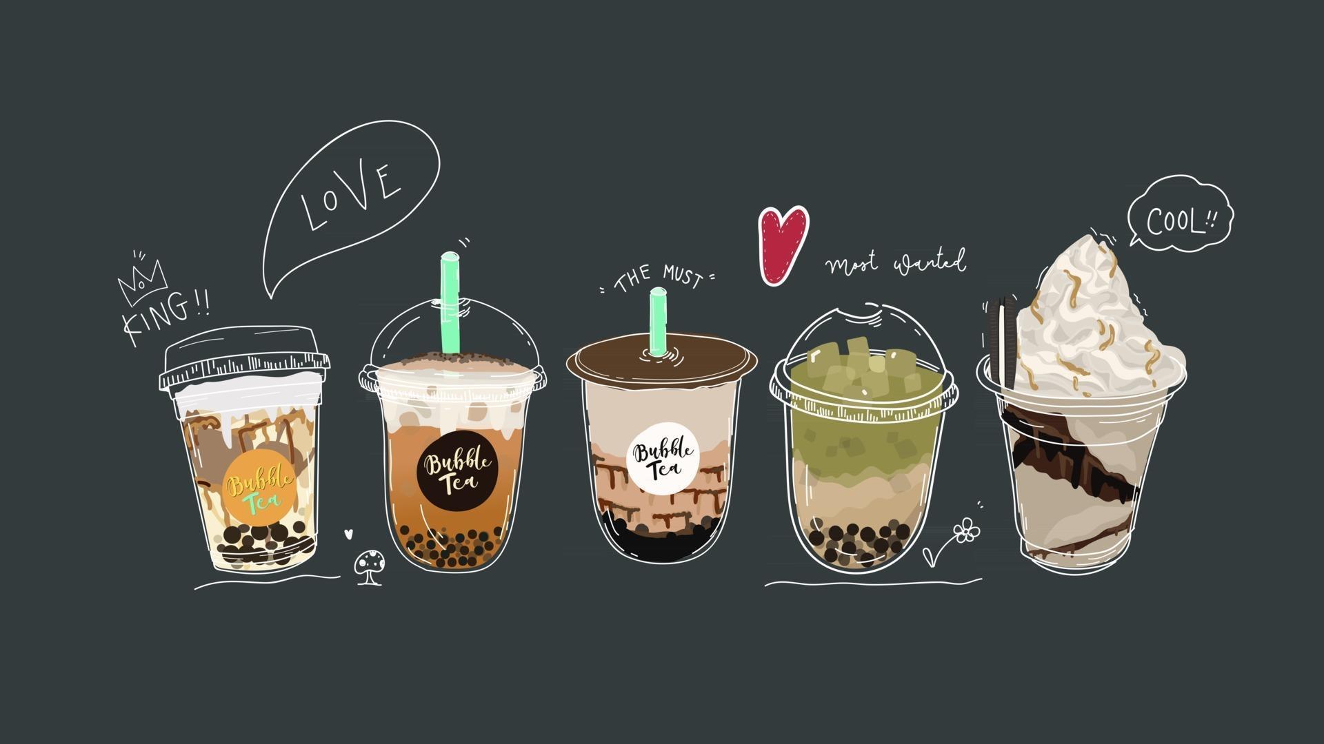 Bubble Milk Tea Design Collectionpearl Milk Tea Boba Milk Tea Yummy Drinks Coffees With