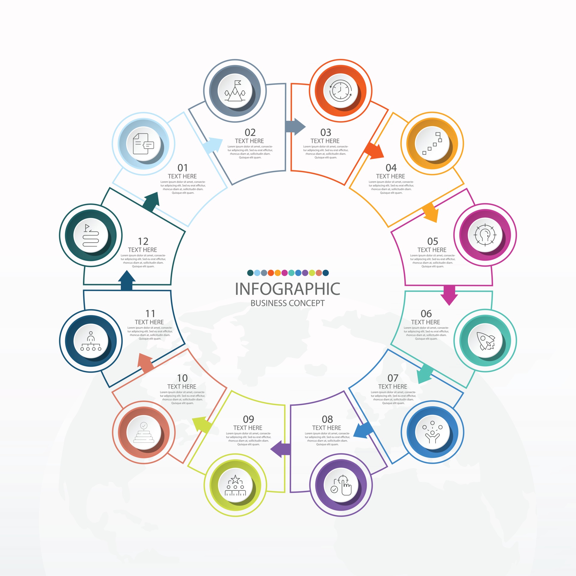 Basic circle infographic template with 12 steps, process or options, process chart, Used for ...