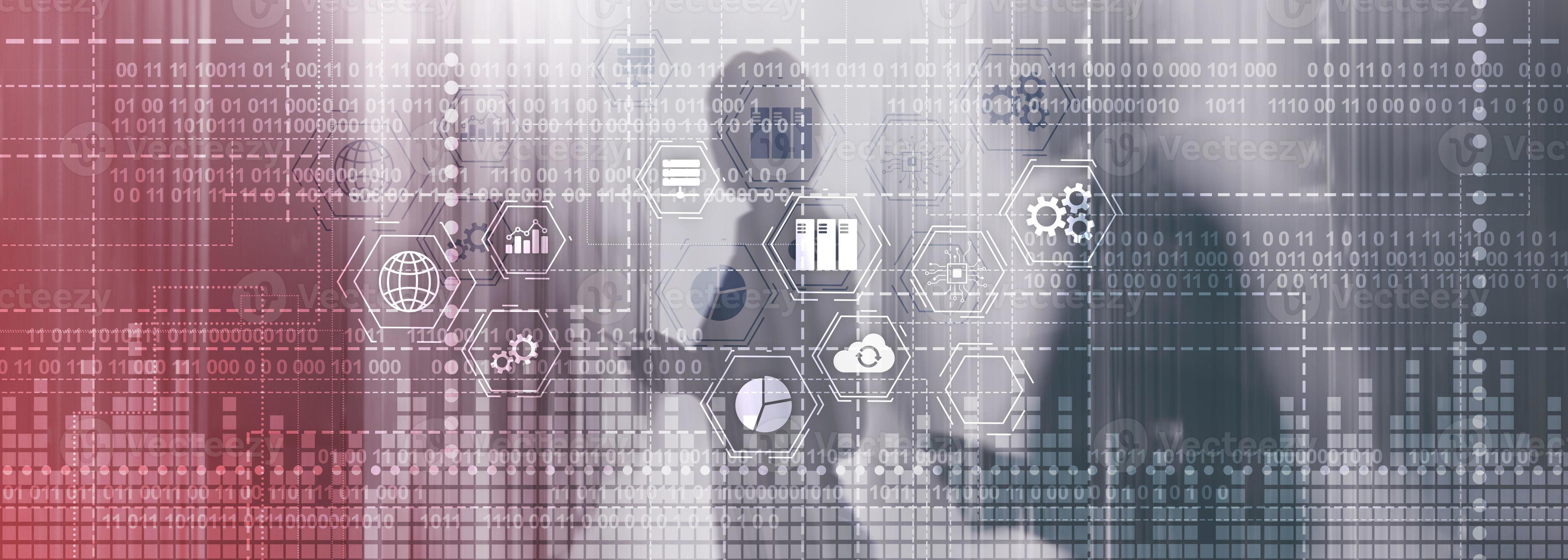 Binary code. ICT - information and telecommunication technology and IOT ...