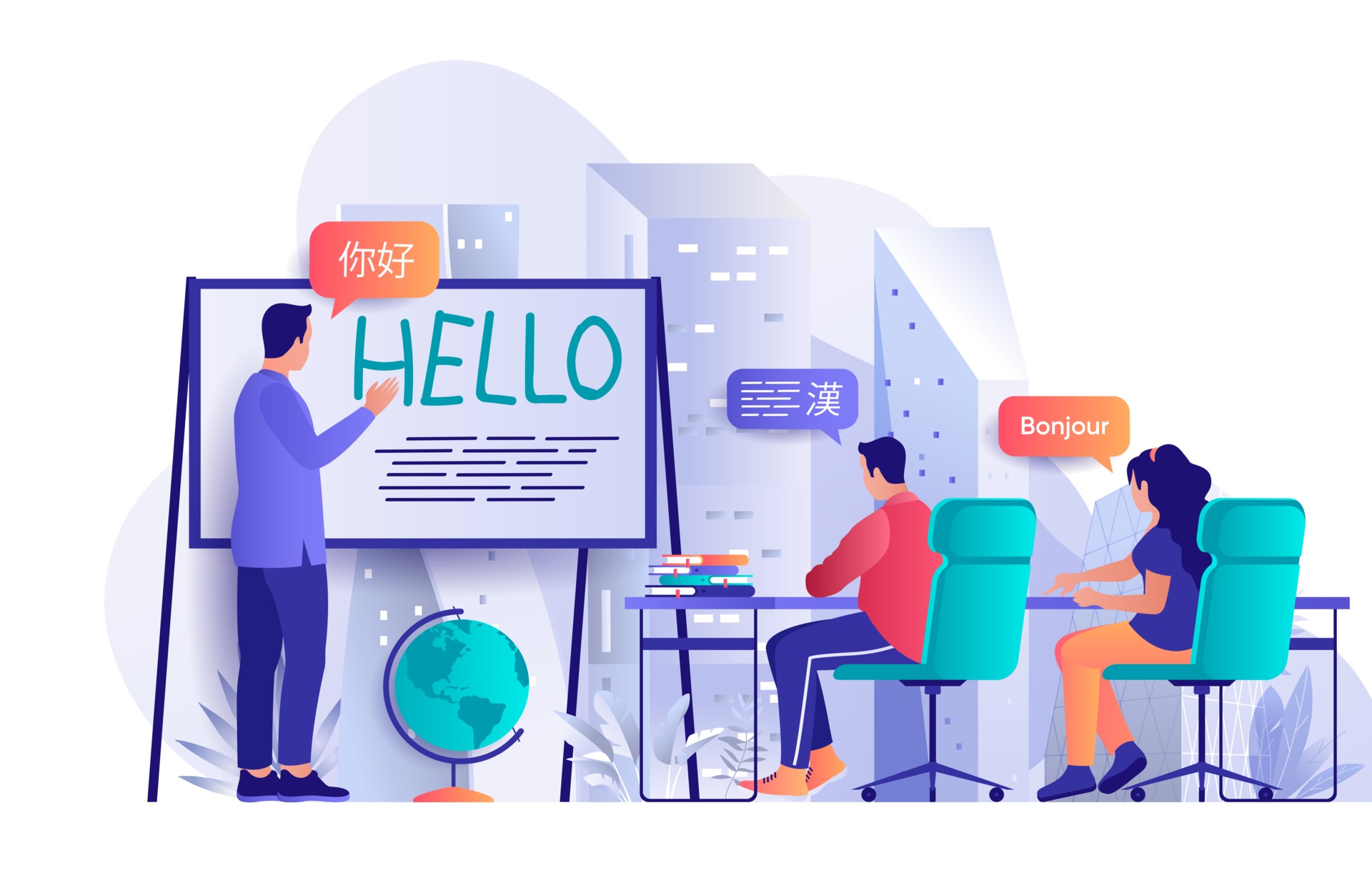 Language courses concept in flat design 2910709 Vector Art at Vecteezy