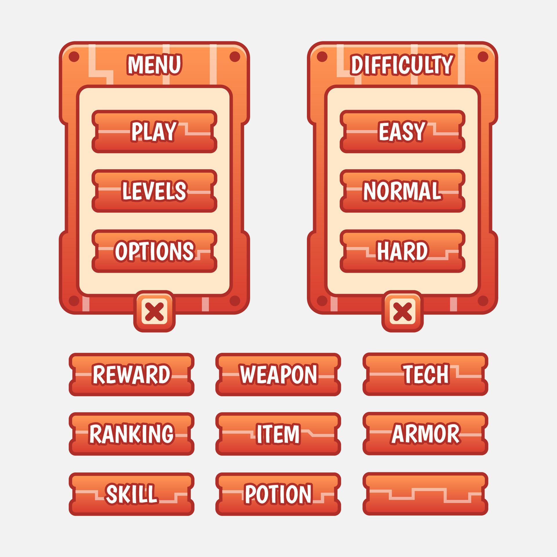 Vector Game Template Gui Kit Interface Level Selection Multi Stage Elements 2914666 Vector Art
