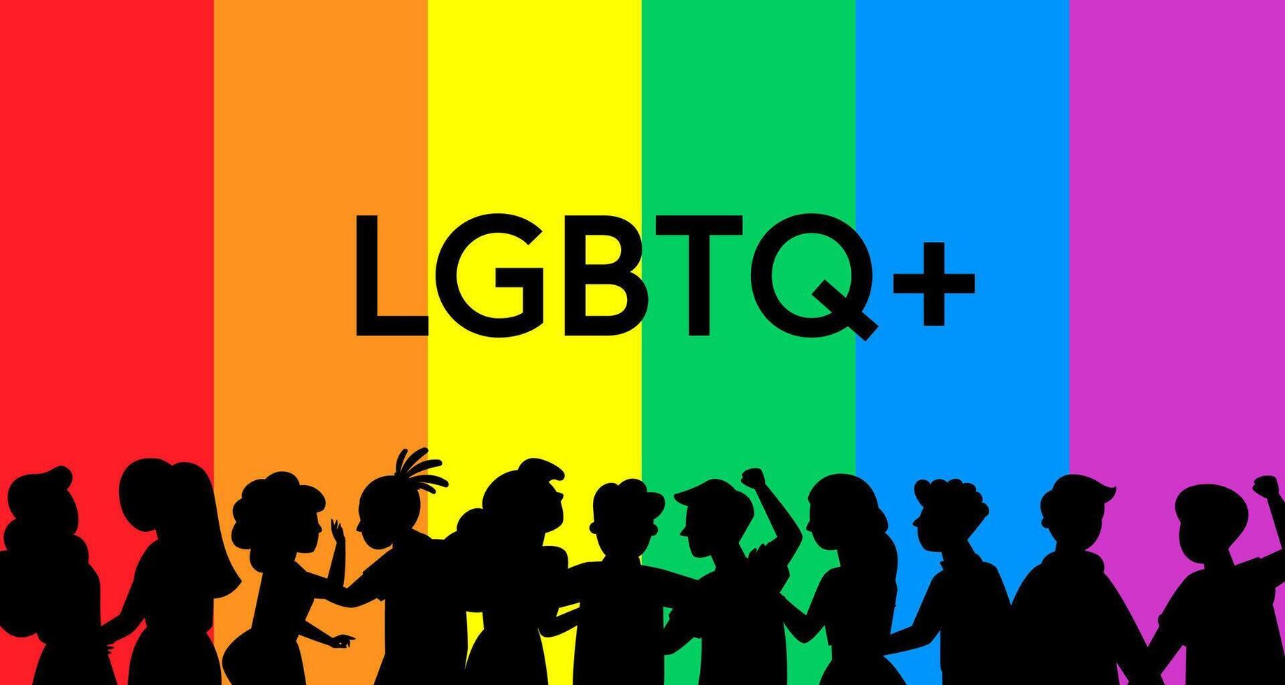 silhouette of Pride Festival concept, the group of people prepares a ...