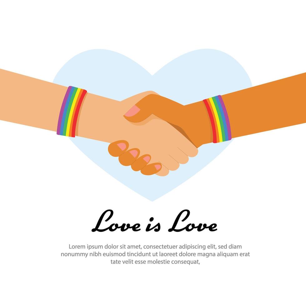 hand of LGBT holding together with rainbow ribbon symbol. concept of ...
