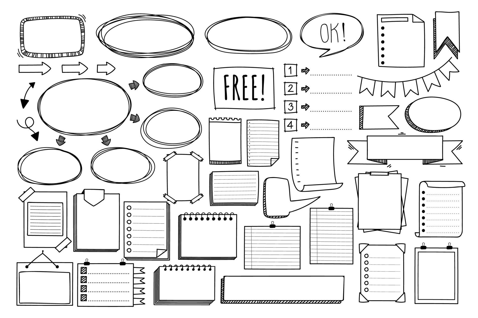 Various of different hand drawn bubble notes and bubble speech in ...