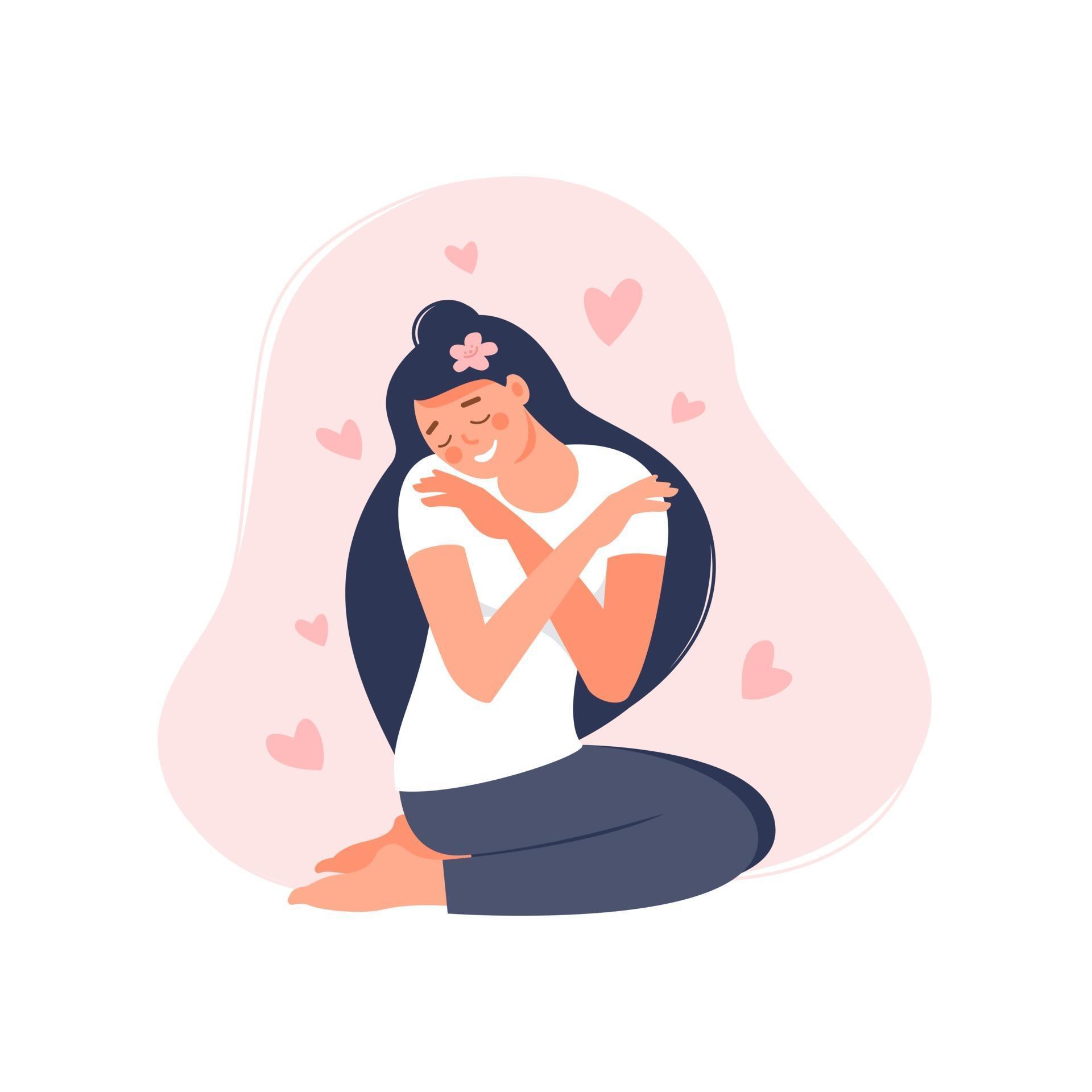 Love Yourself Vector Flat Illustration Isolated On White Background