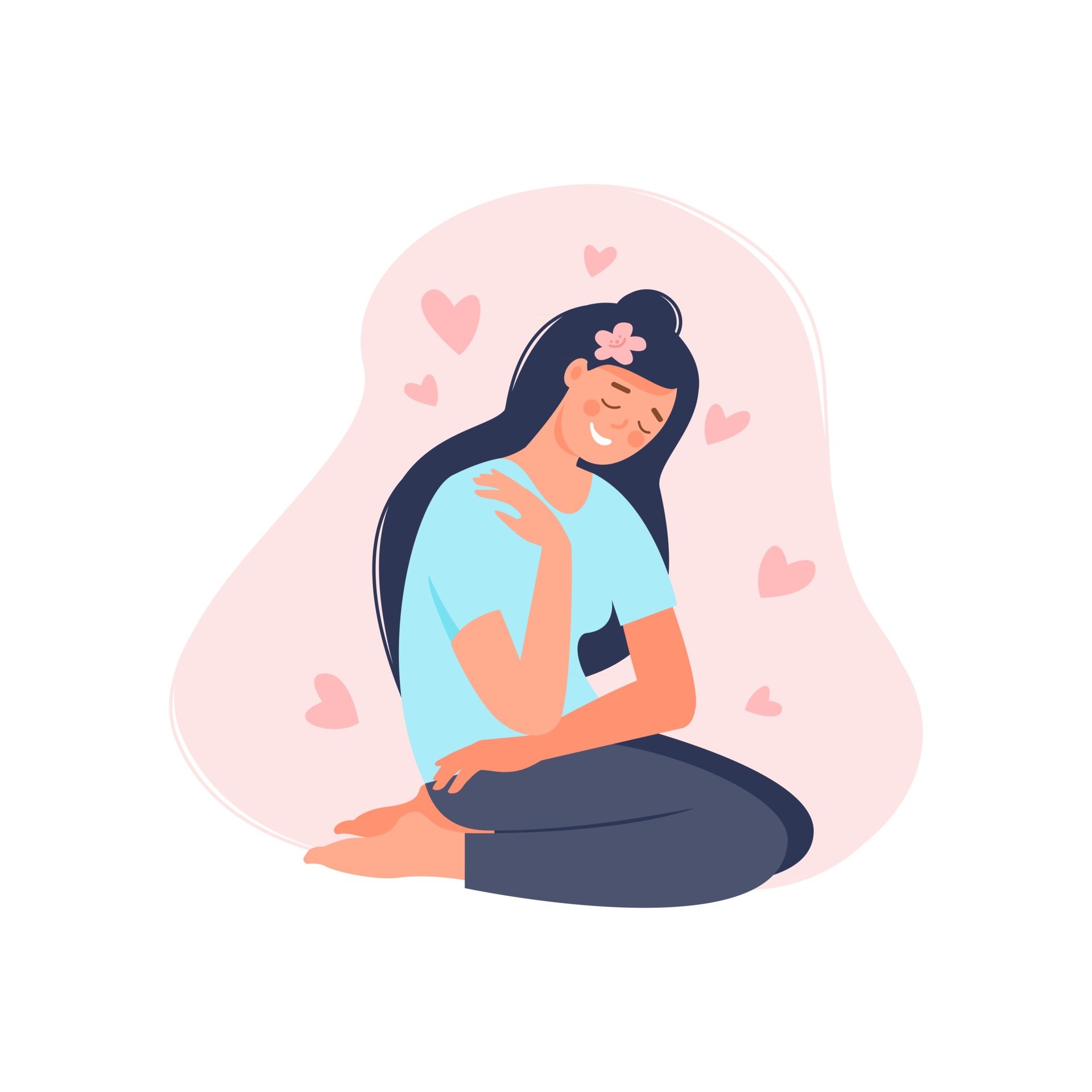 Love Yourself Vector Flat Illustration Isolated On White Background