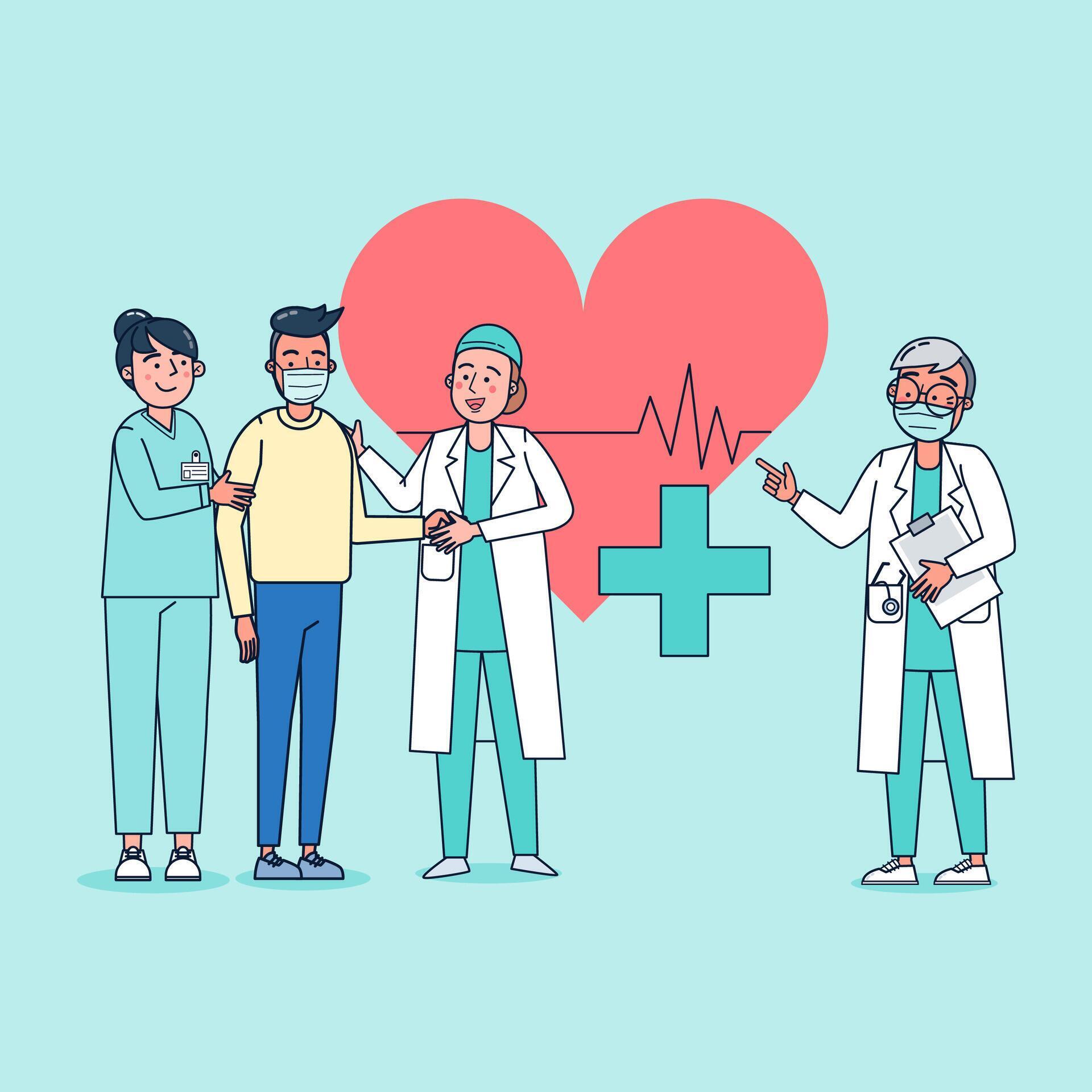 Hospital Scene Cardiologist Doctor Examining Patient Heart Disease