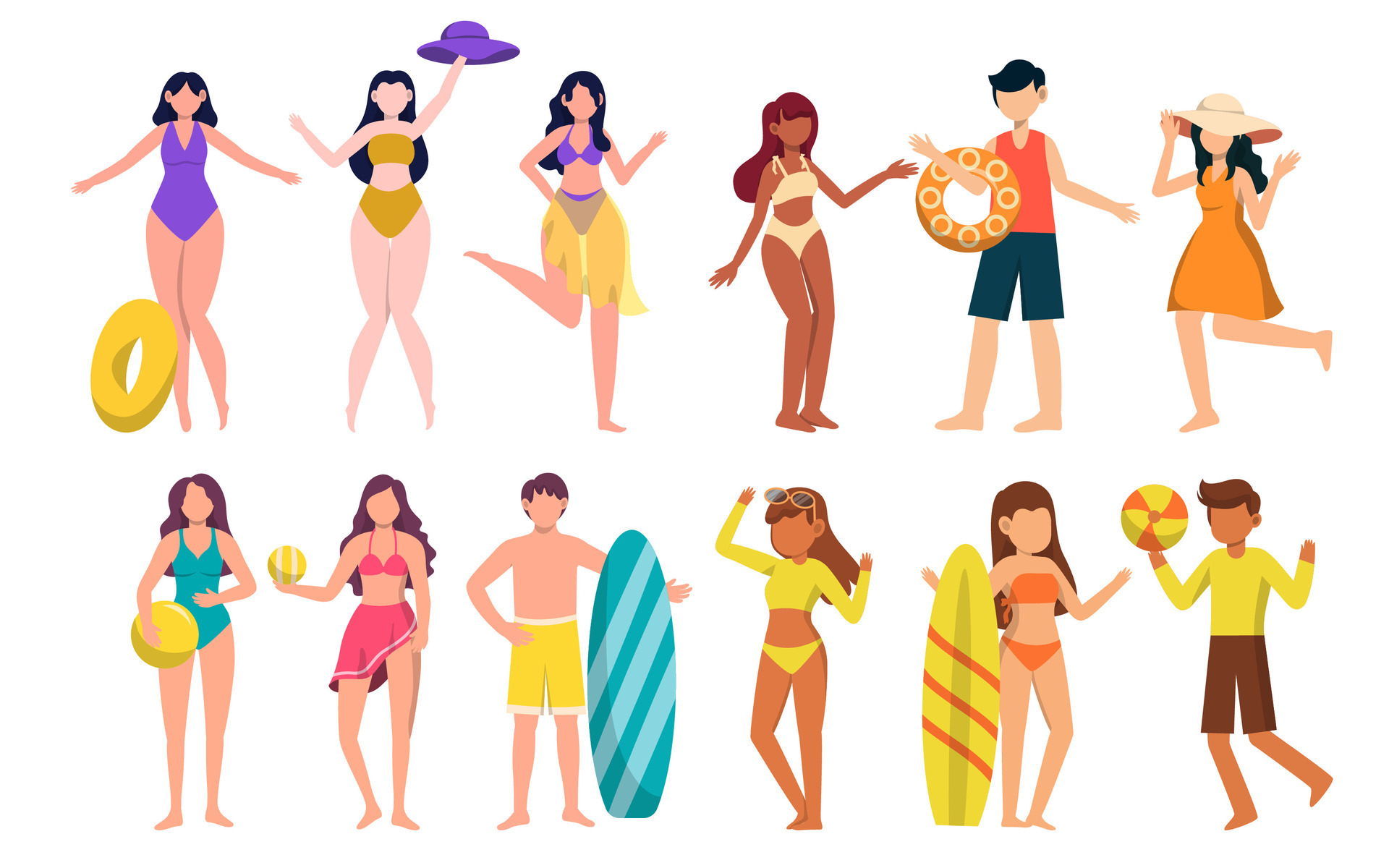 Bundle Of Woman Character 4 Sets 12 Poses Of Female In Swimming Suit bundle-of-woman-character-4-sets-12-poses-of-female-in-swimming-suit