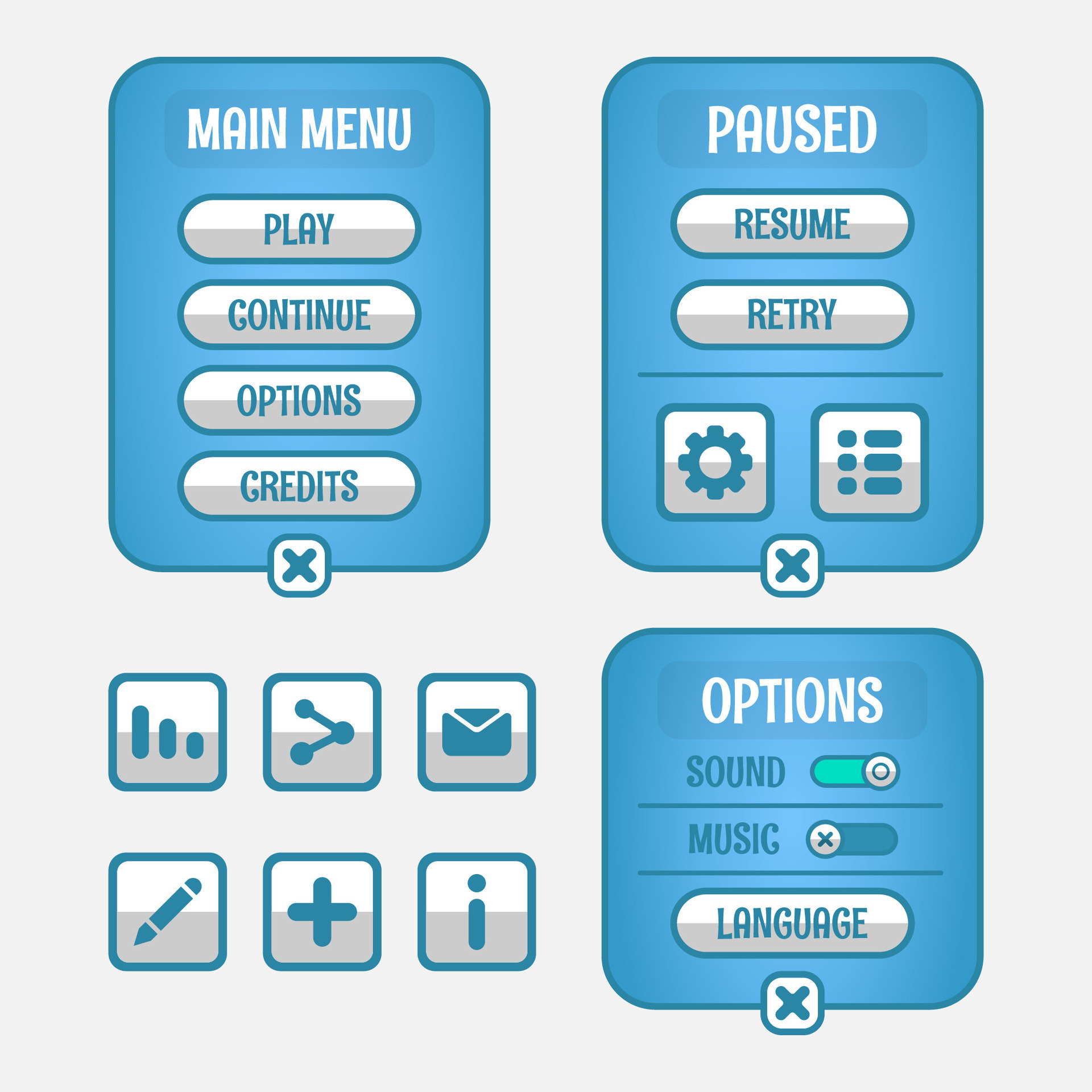 Set of game menu selection for rpg and adventure game 2928209 Vector Art at Vecteezy