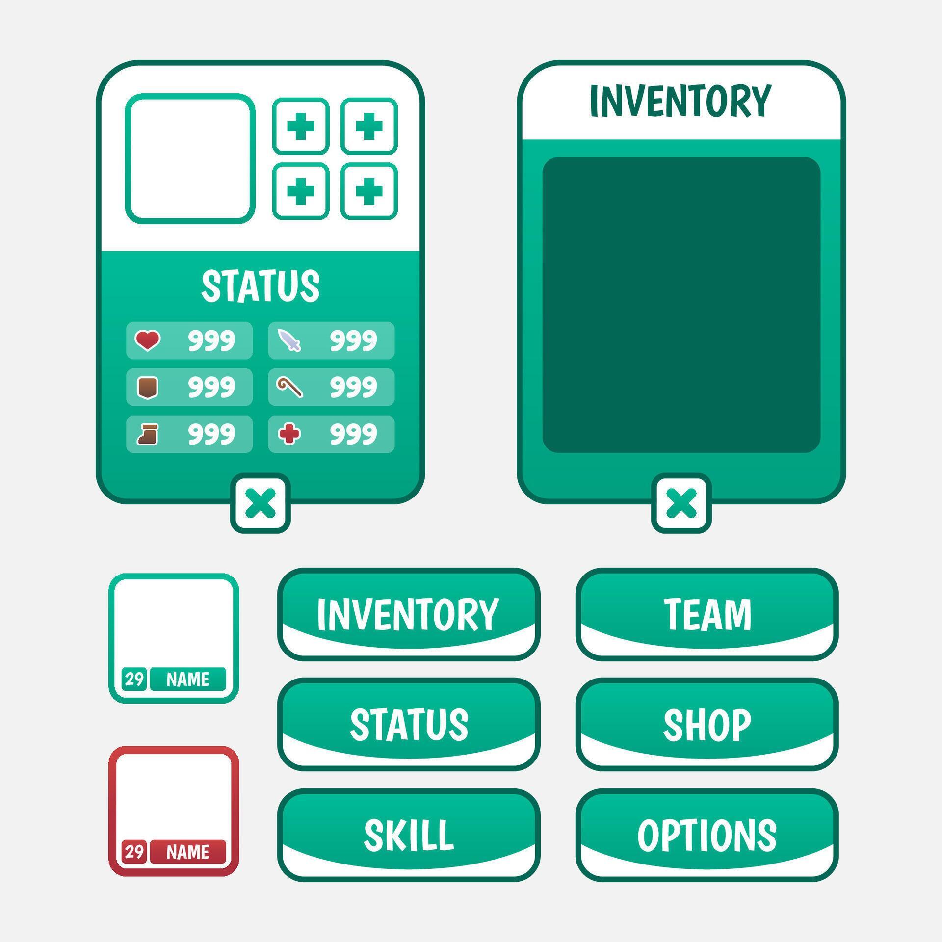 Set of game menu selection for rpg and adventure game 2928409 Vector ...