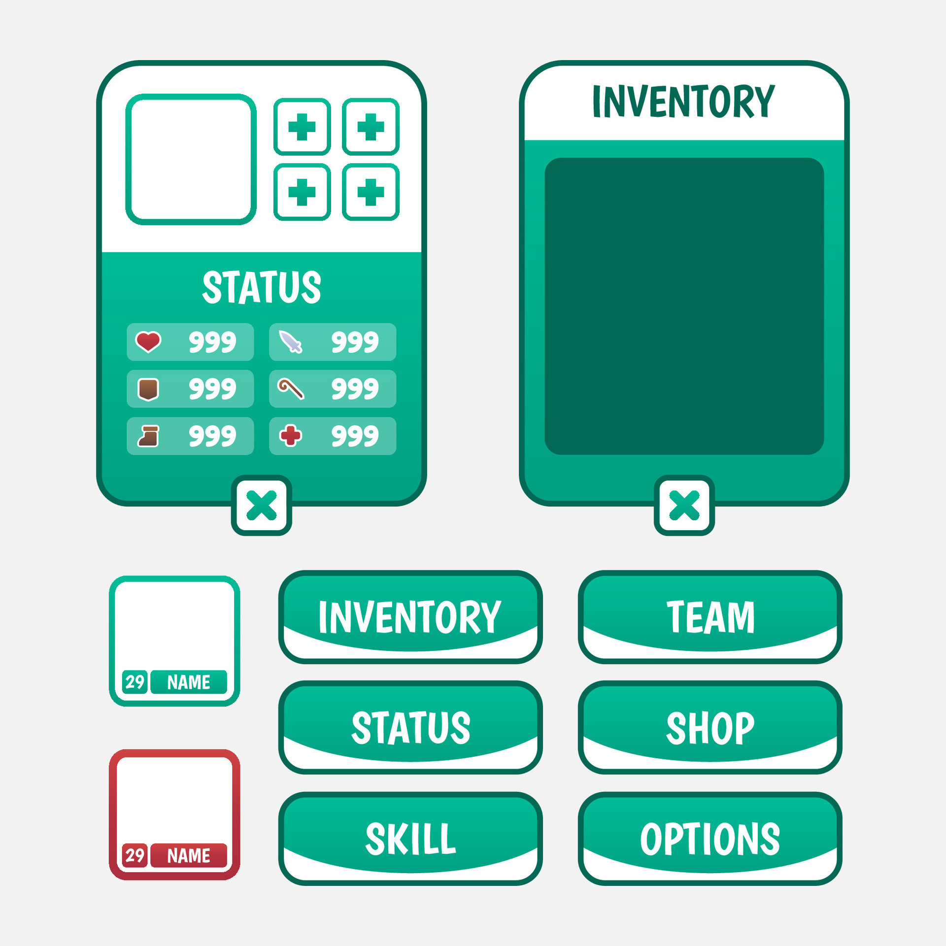 Set of game menu selection for rpg and adventure game 2928409 Vector Art at Vecteezy