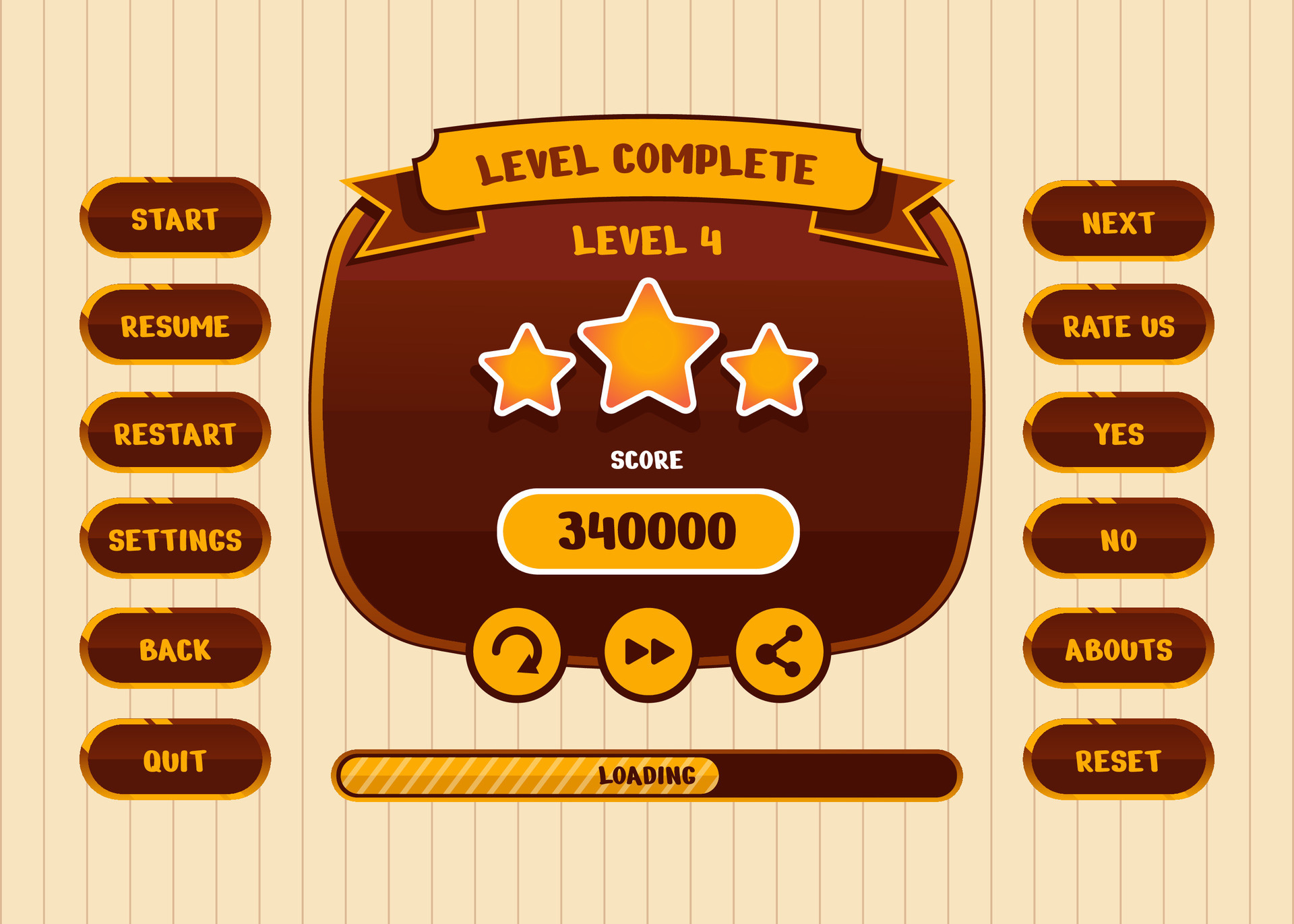 Design for Complete set of score button game pop-up, icon, window and ...