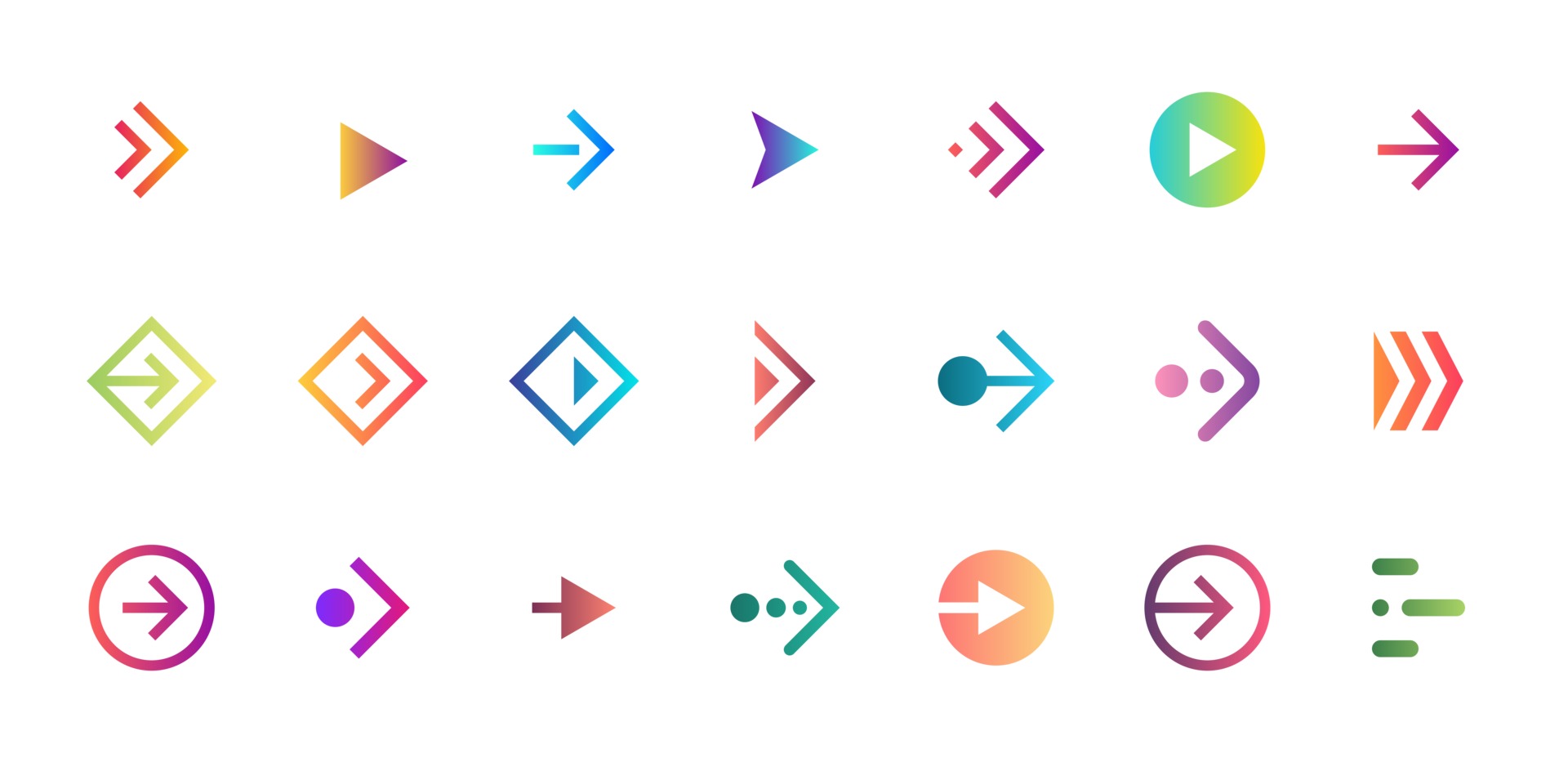 Swipe Arrow Right Gradient Button Icon Set Application And Social Network Scroll Cursor