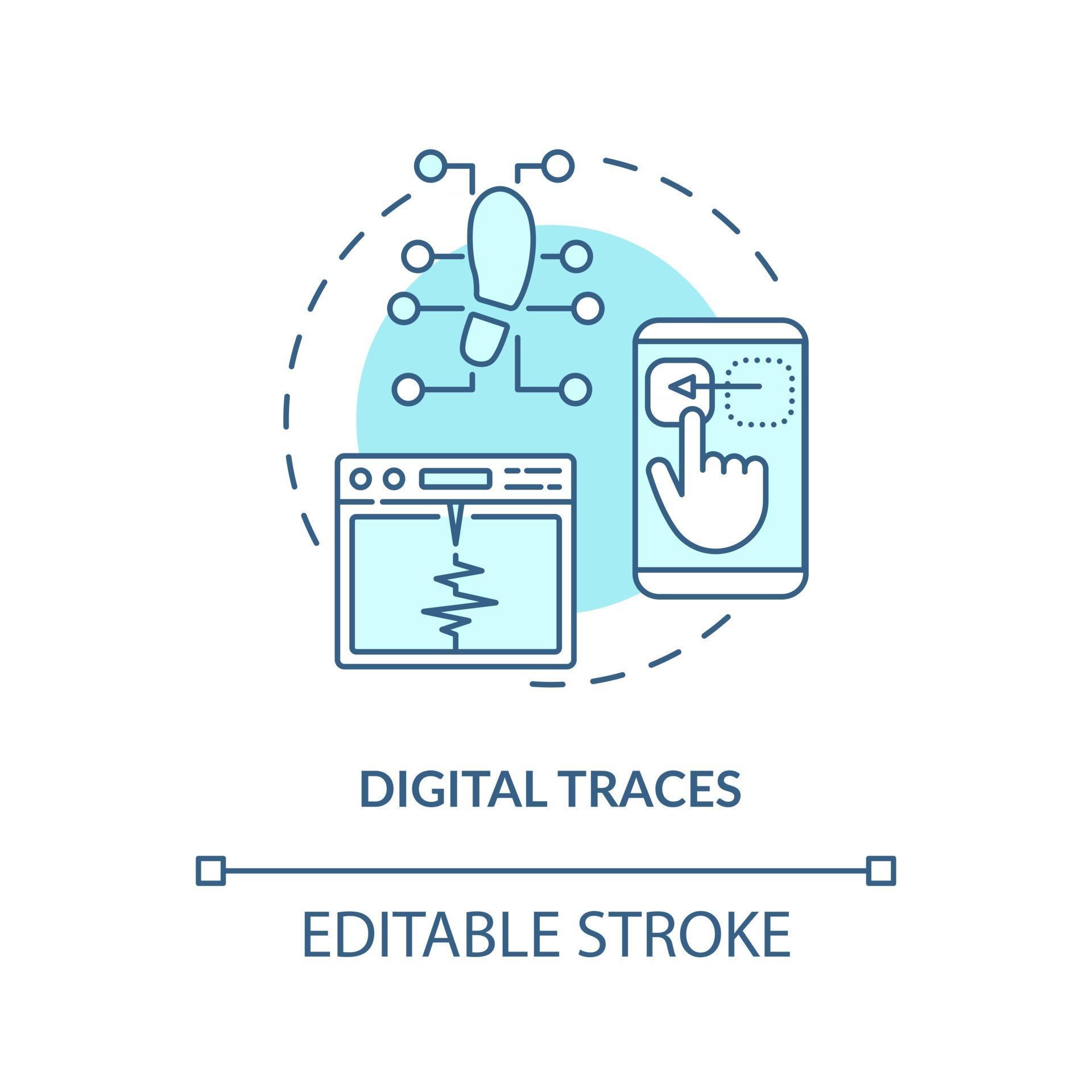 Digital Traces Concept Icon Digital Twin Characteristics Products Issues Diagnosing Strategy