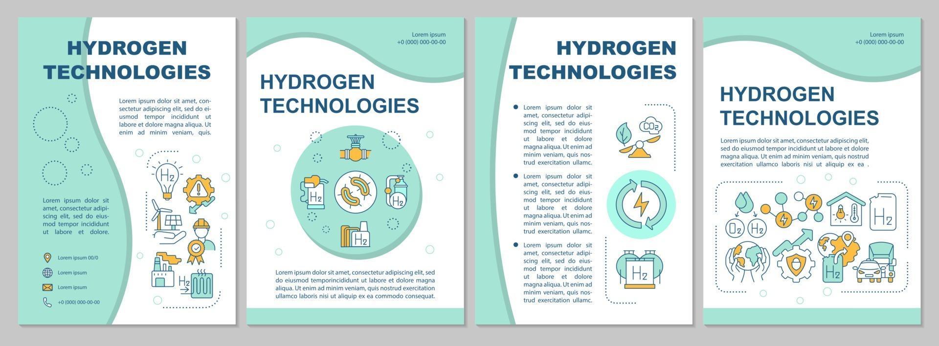 Hydrogen technologies brochure template. Energy usage. Flyer, booklet, leaflet print, cover ...