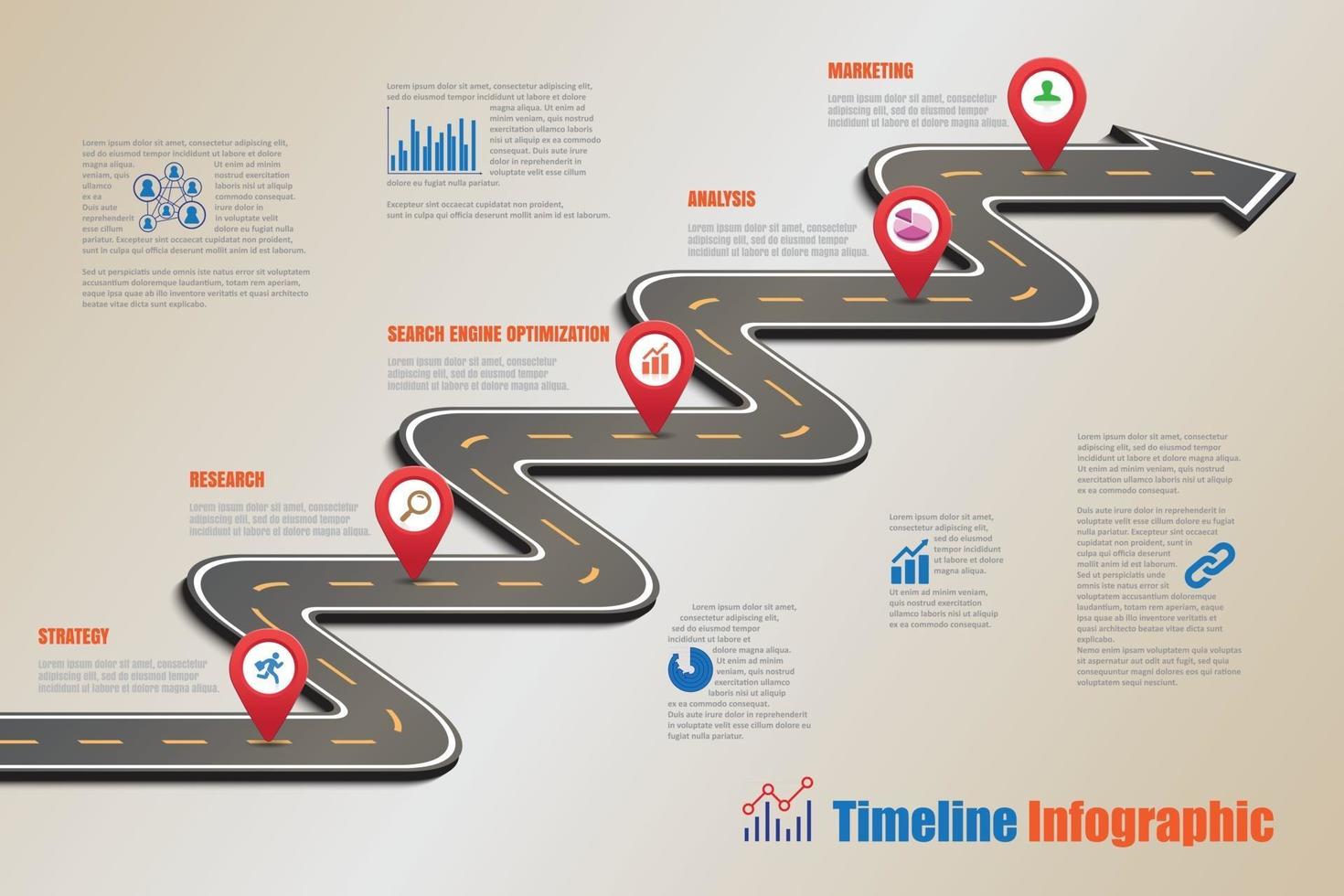 Business roadmap timeline infographic template with pointers designed ...