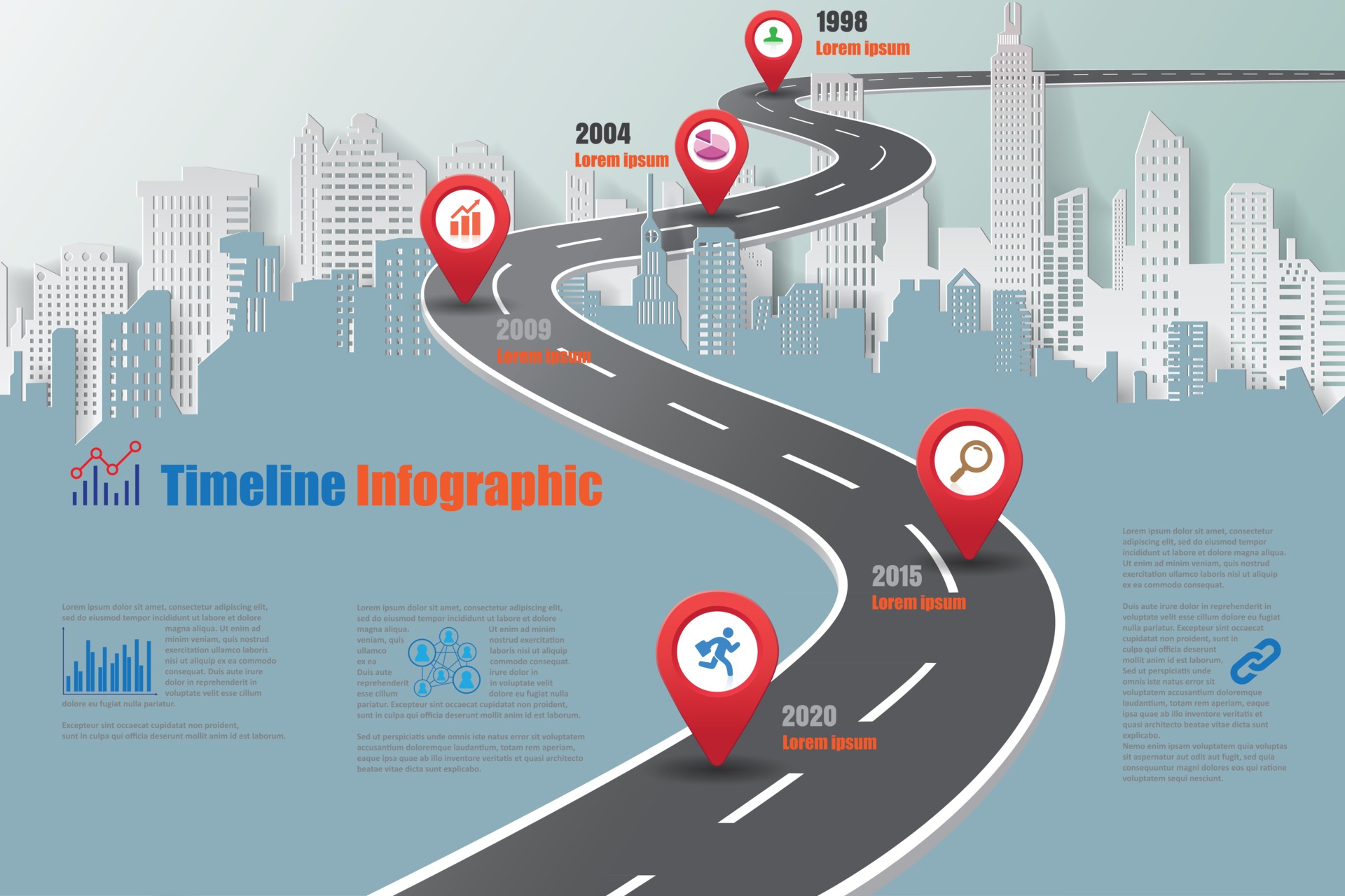 Business roadmap timeline infographic city designed for abstract ...