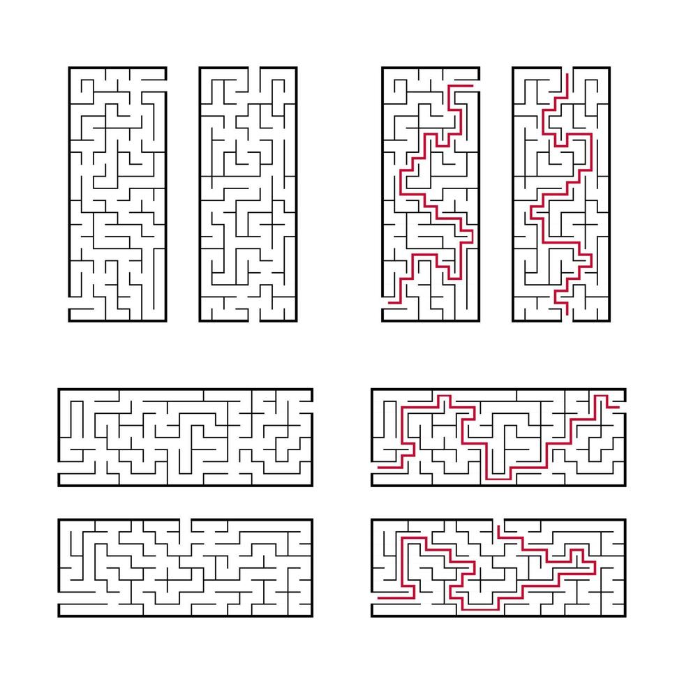 A set of rectangular mazes. Game for kids. Puzzle for children. One ...