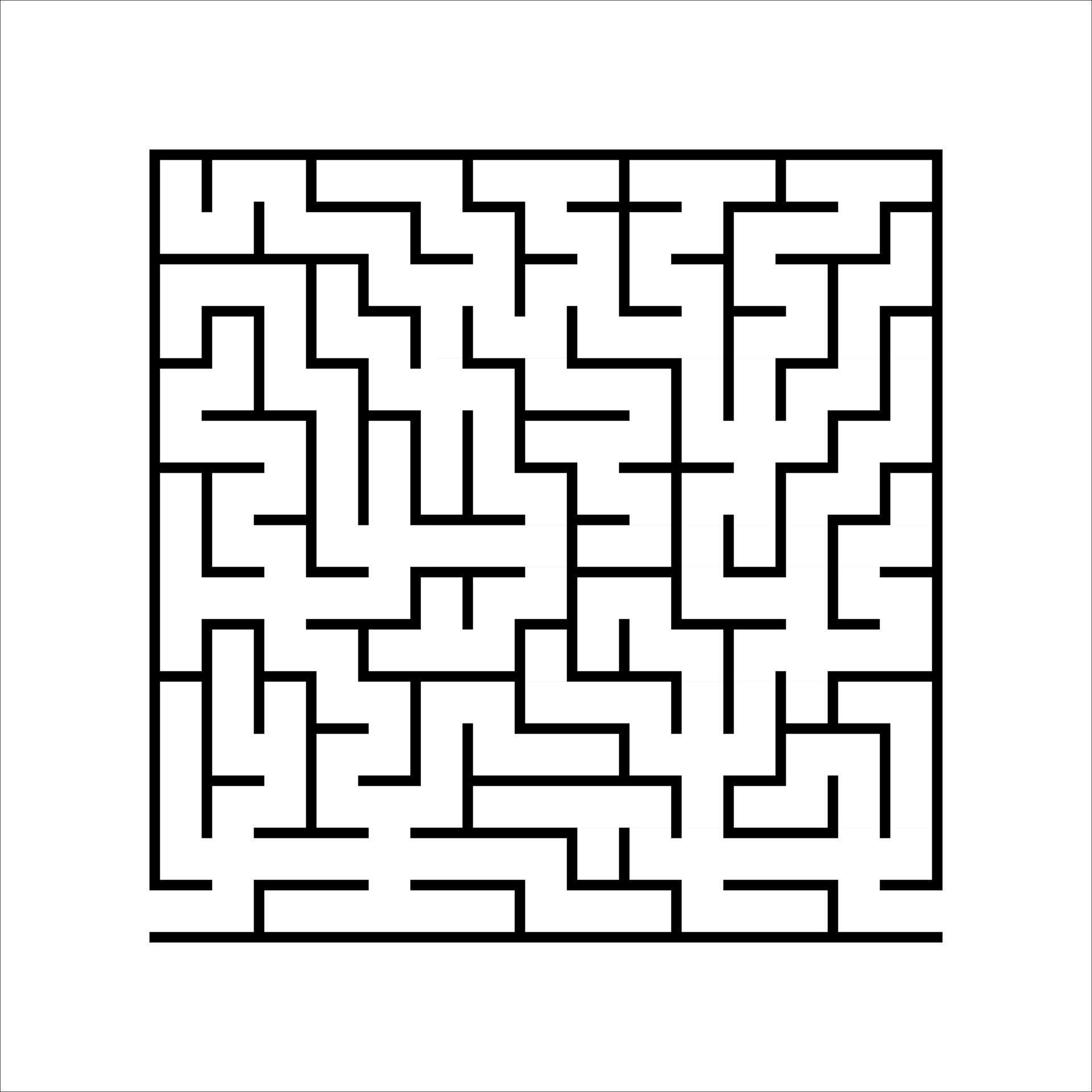 Abstract square maze. Game for kids. Puzzle for children. One entrances, one exit. Labyrinth ...
