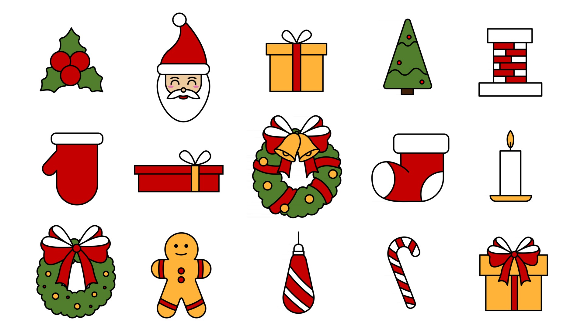 Set of vector elements for the celebration of Christmas. Collection of ...
