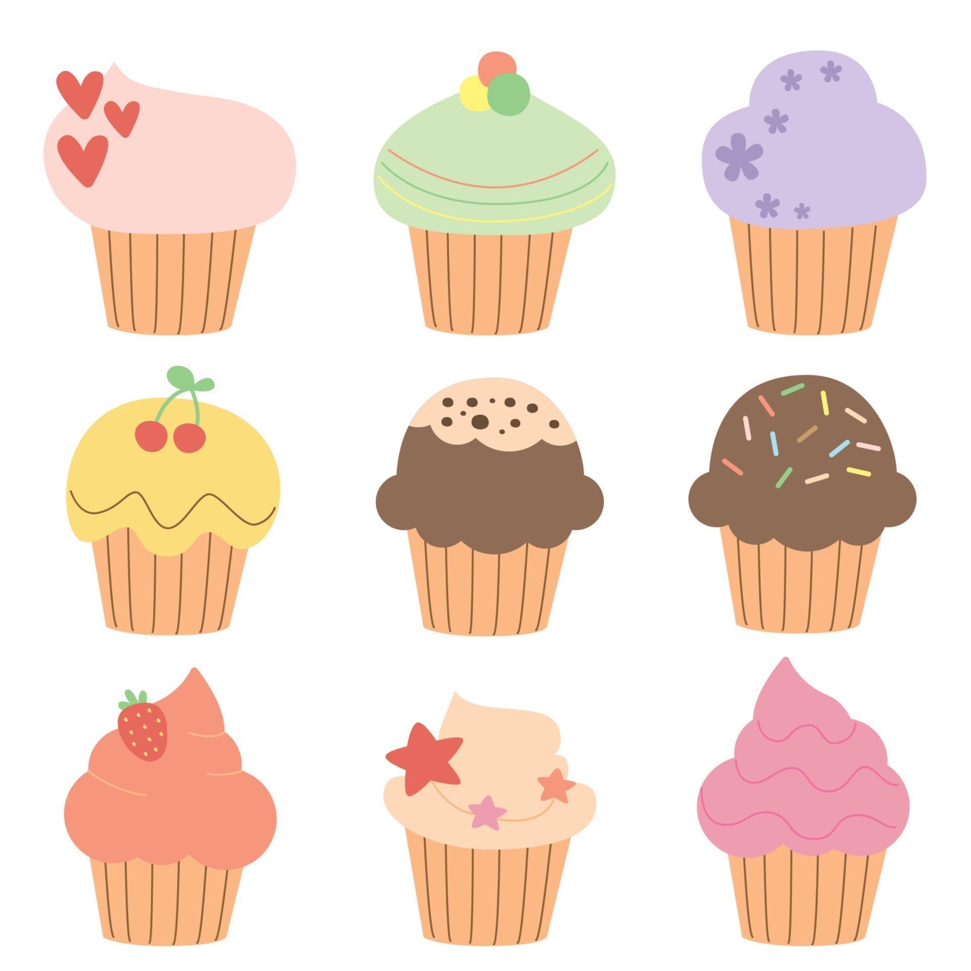 Set Of Cute Muffins And Cupcakes In Vector 2936640 Vector Art At Vecteezy