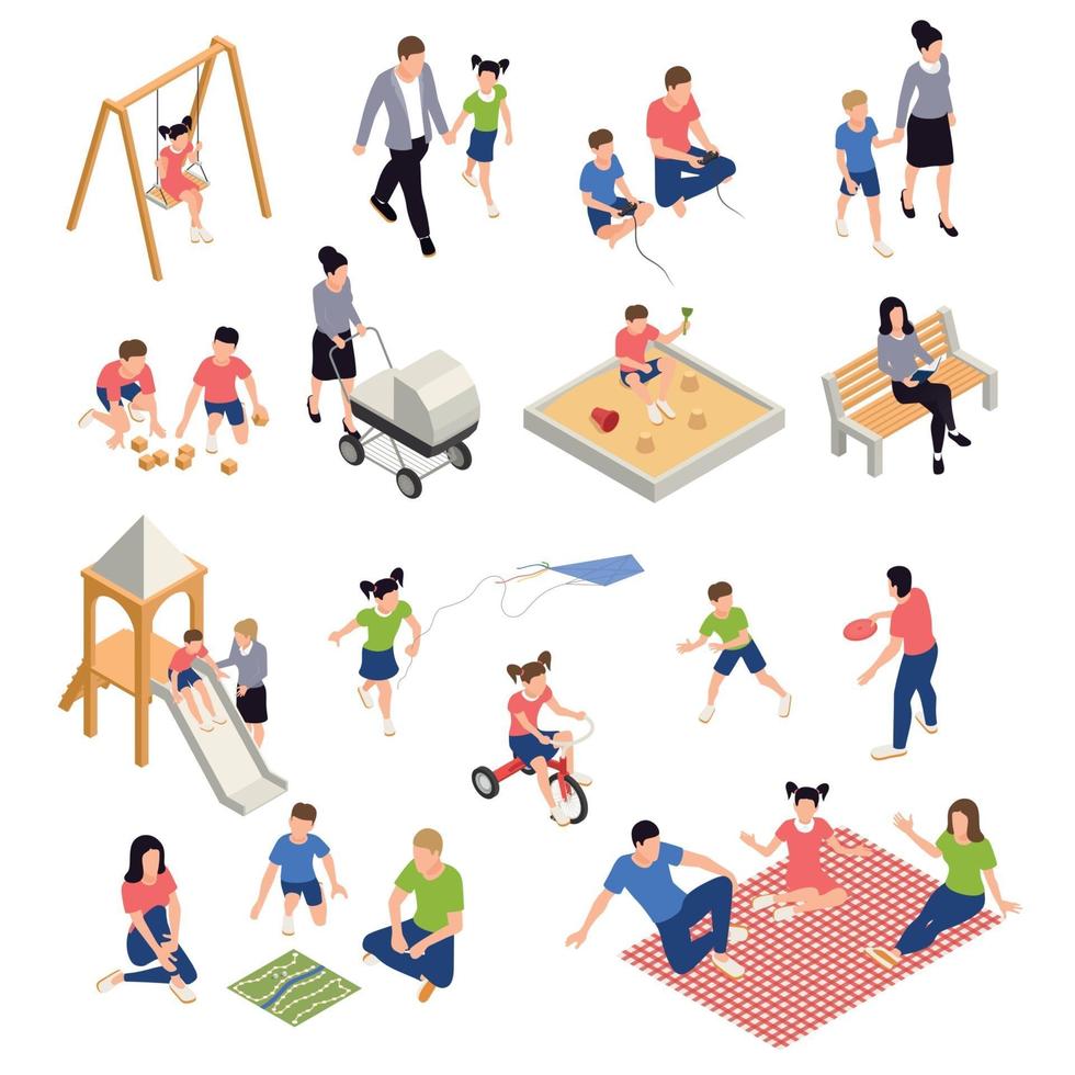 Family Playing Isometric Icons Set Vector Illustration 2940293 Vector ... Family Playing Isometric Icons Set Vector Illustration 2940293 Vector ...