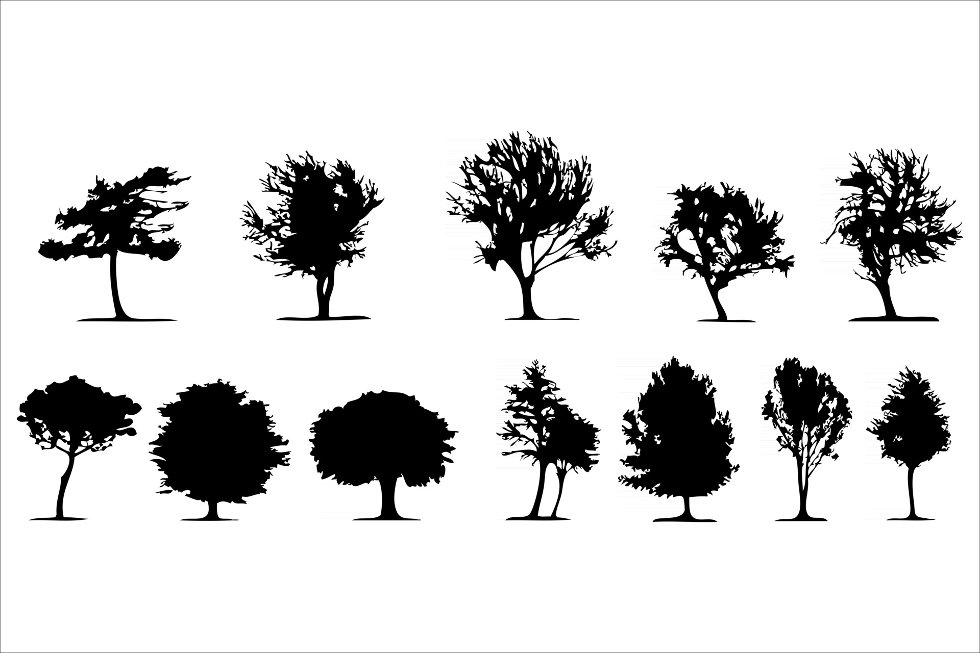Detailed tree silhouettes vector 2941400 Vector Art at Vecteezy