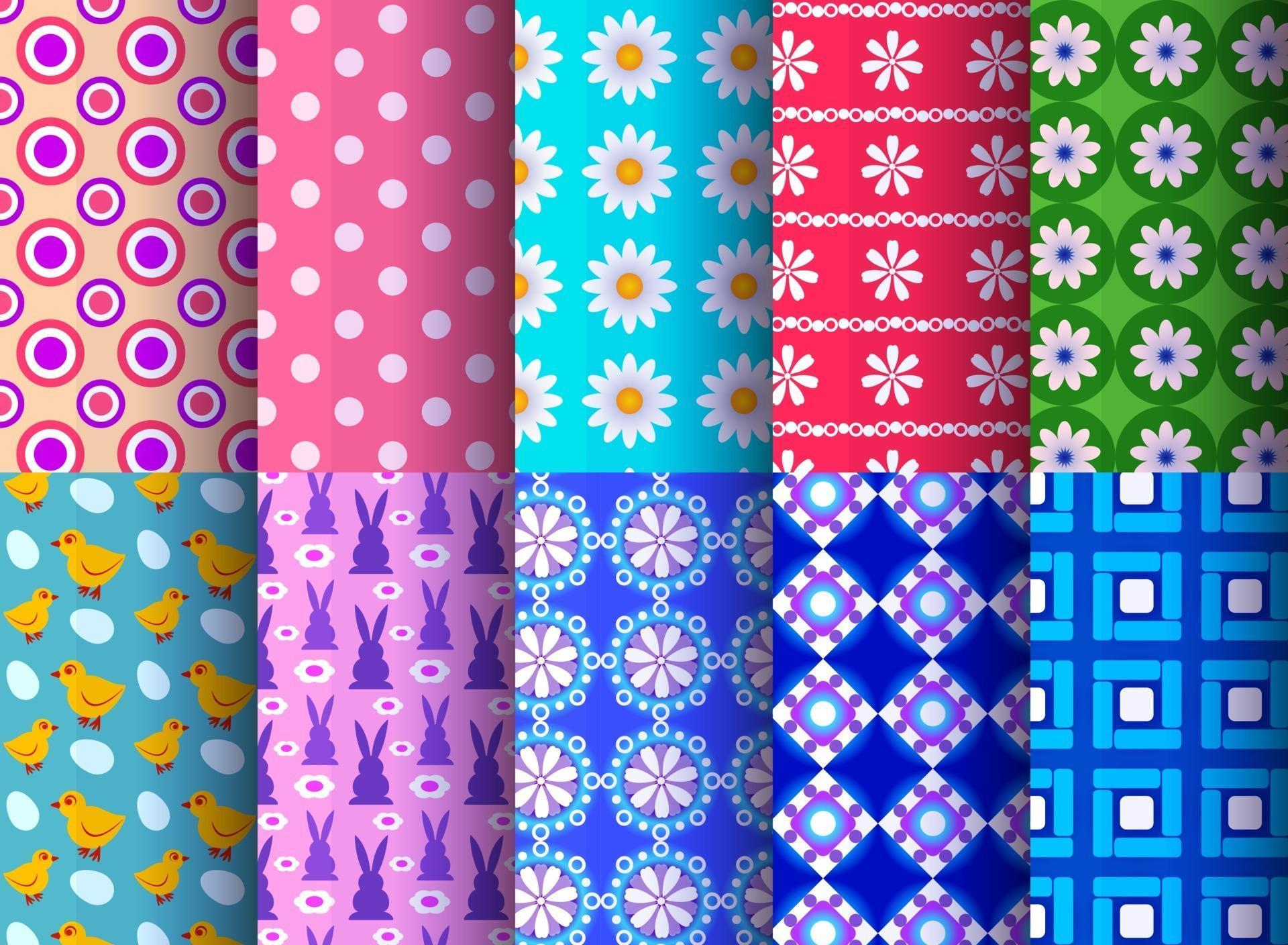 Seamless textile patterns, collection in different colors 2946337 ...