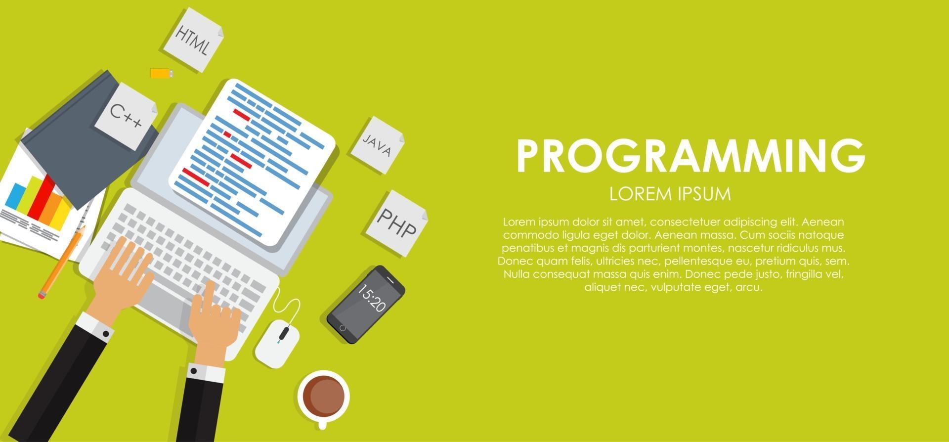 Programming Coding Concept Flat Background Vector Illustration 2946702 ...