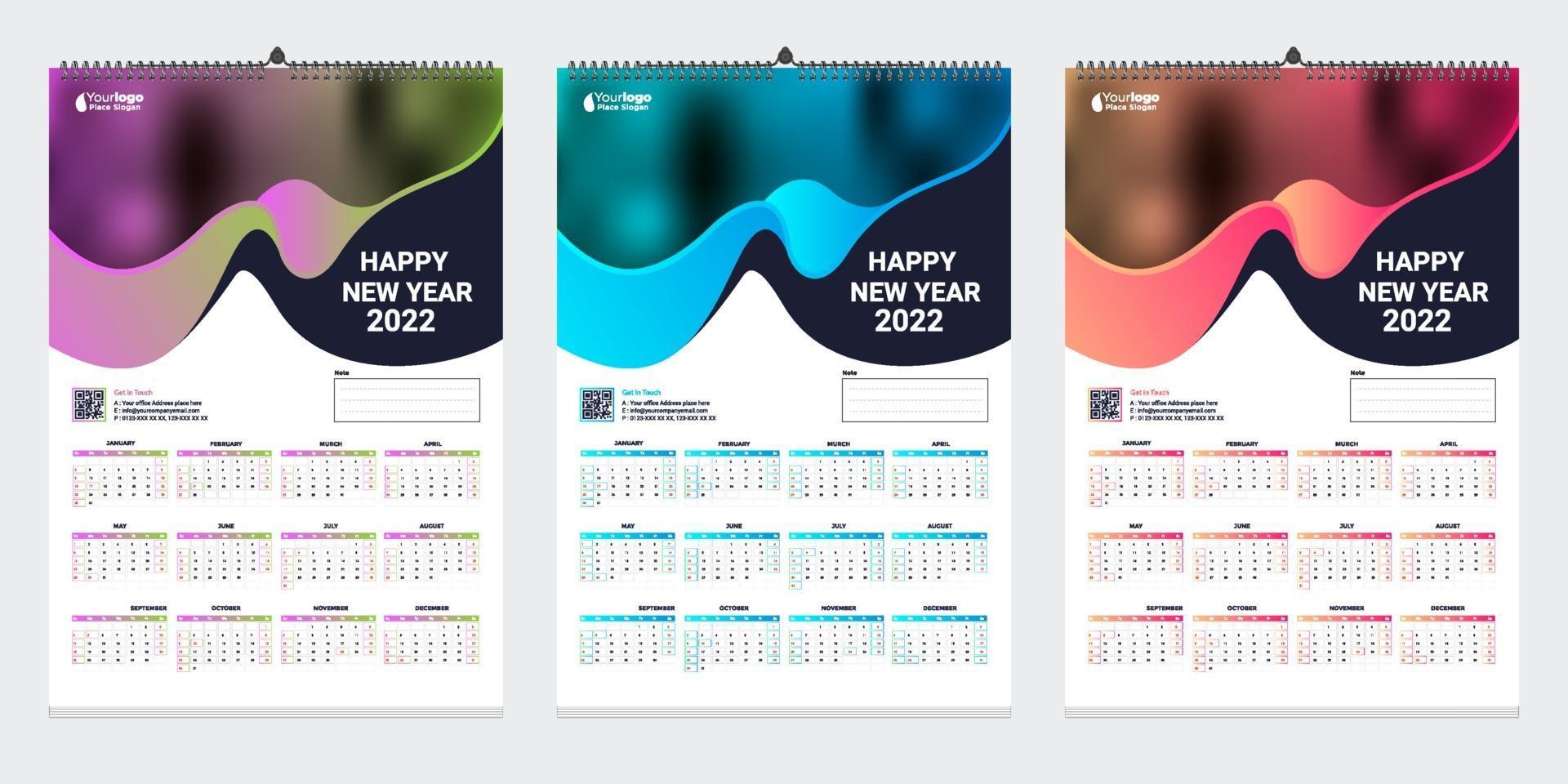Diseño de plantilla de calendario de pared única 2022 con lugar para ... Diseño de plantilla de calendario de pared única 2022 con lugar para ...