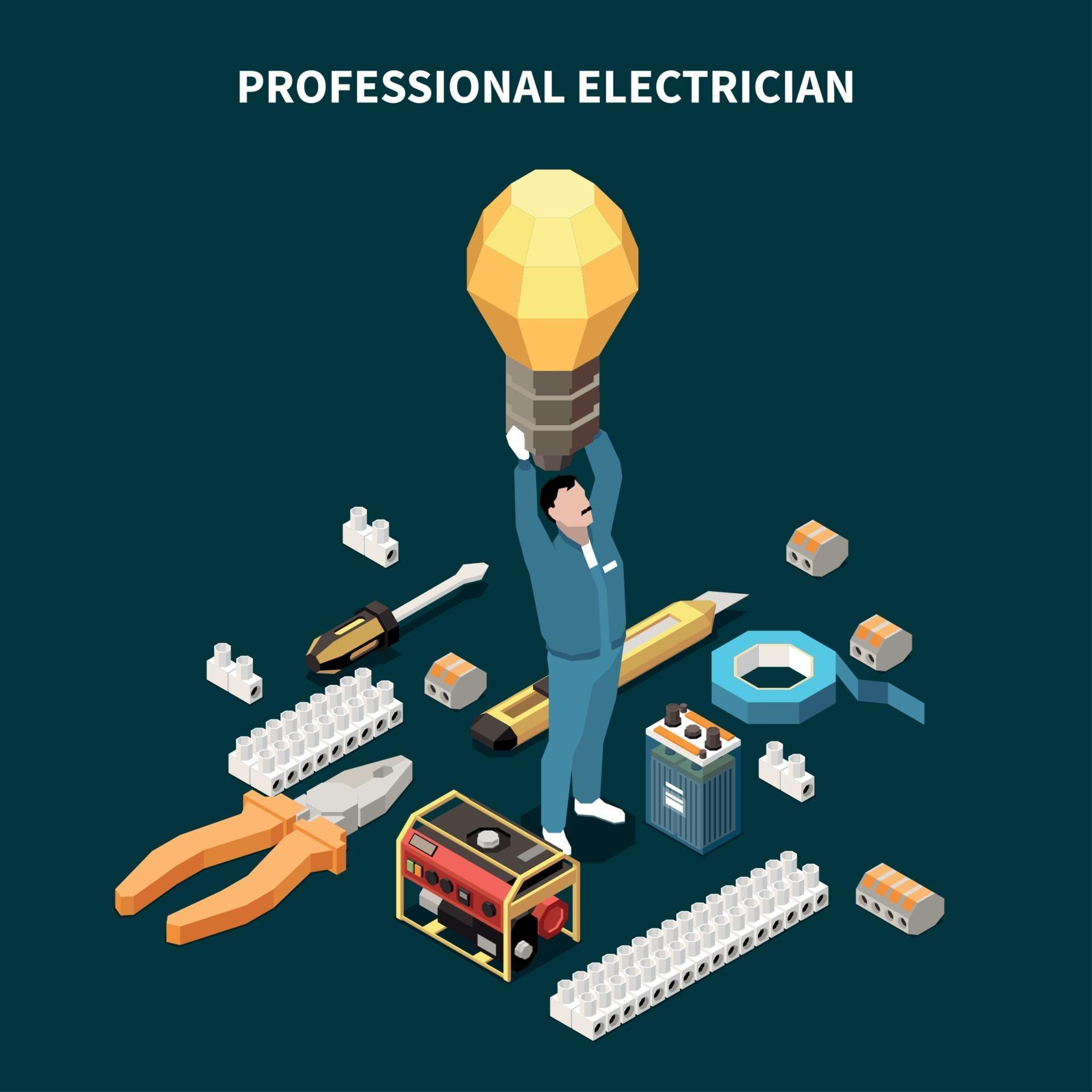 Professional Electrician Isometric Composition Vector Illustration ... Professional Electrician Isometric Composition Vector Illustration ...