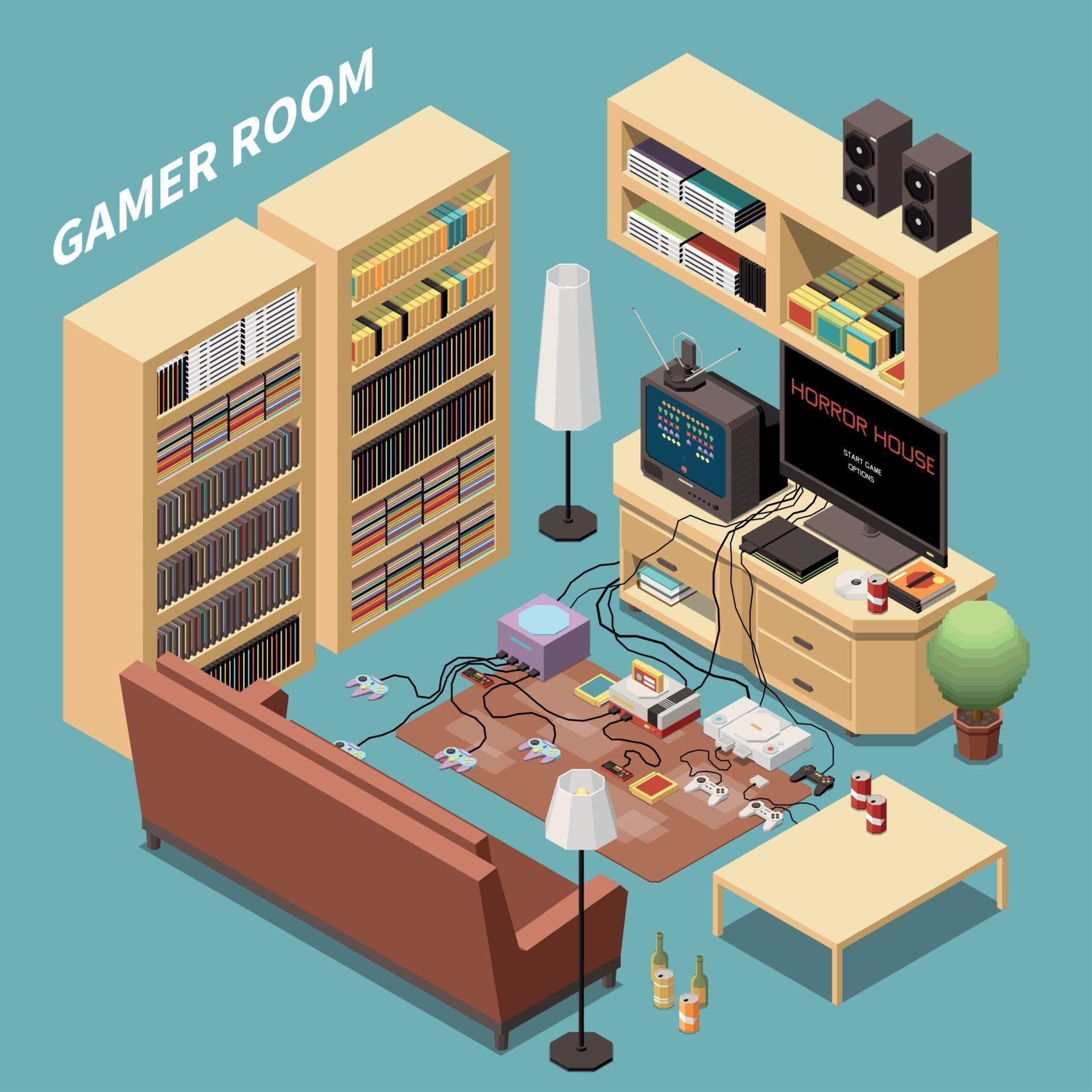 Gamers Room Isometric Composition Vector Illustration 2950786 Vector ... Gamers Room Isometric Composition Vector Illustration 2950786 Vector ...