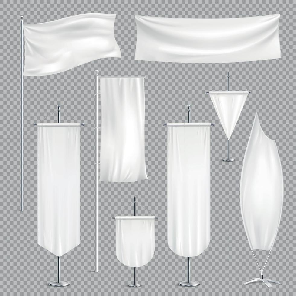 Pennants Mockup Realistic Set Vector Illustration 2951318 Vector Art at ...